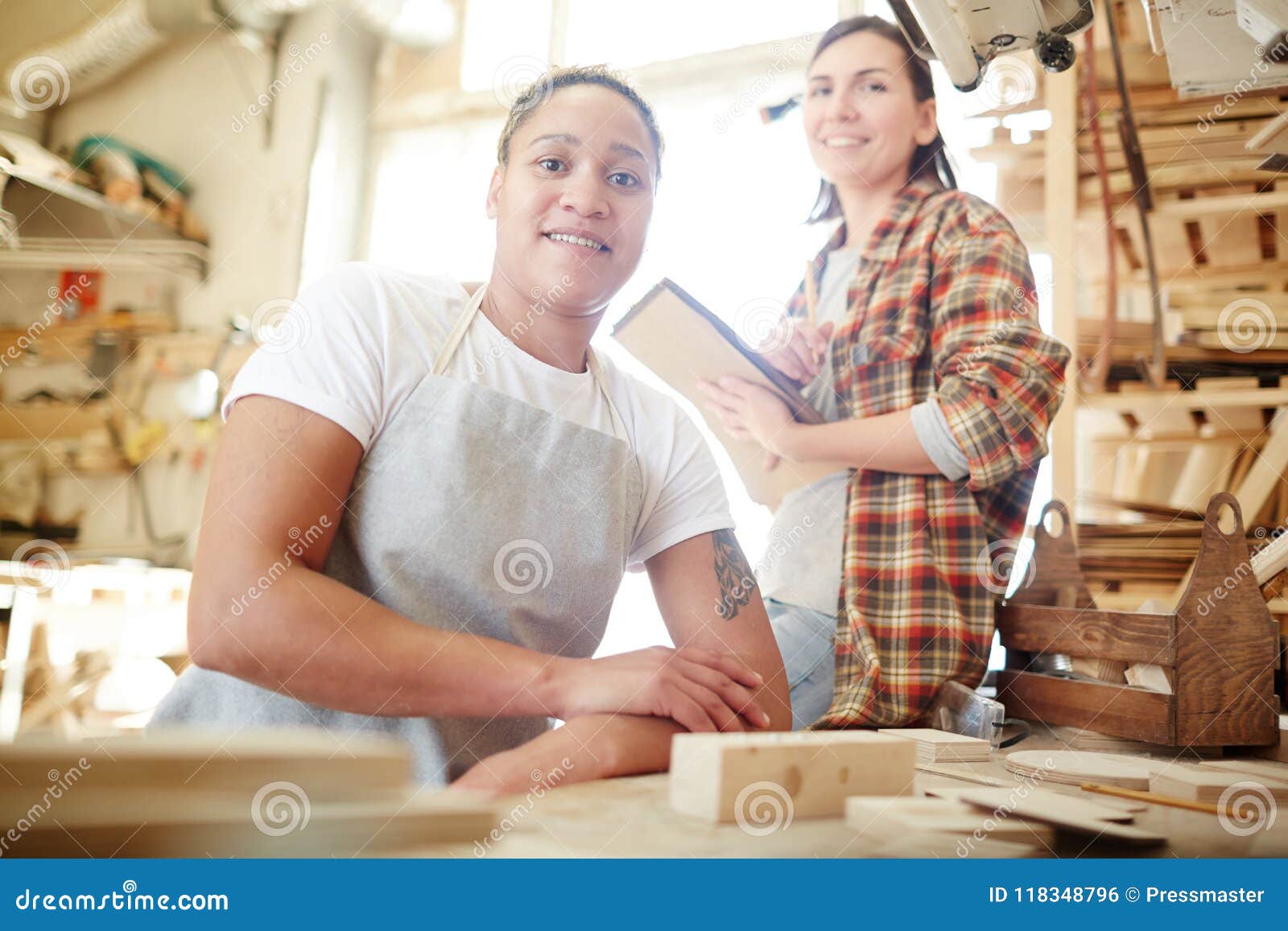 Women in Carpenter Workshop Stock Photo - Image of female, artisan ...