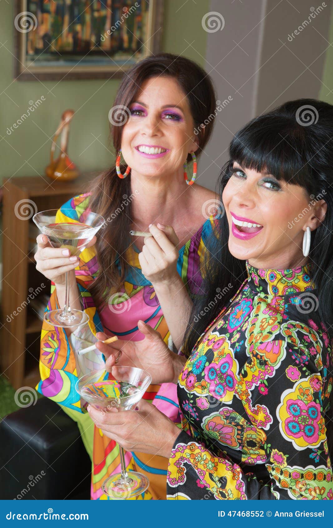 Two Women Smoking and Drinking Stock Photo - Image of fashion, pair ...