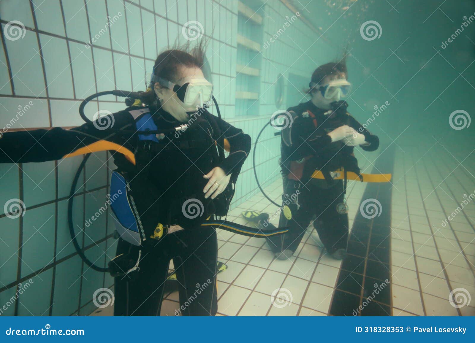 Two Women are Standing on Knees with Equipment for Stock Image - Image ...