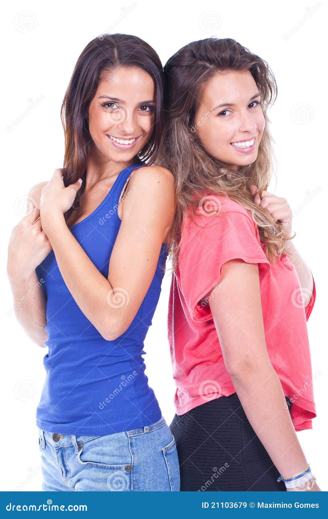 Two Women Standing and Smiling Stock Image - Image of friendship, girl ...