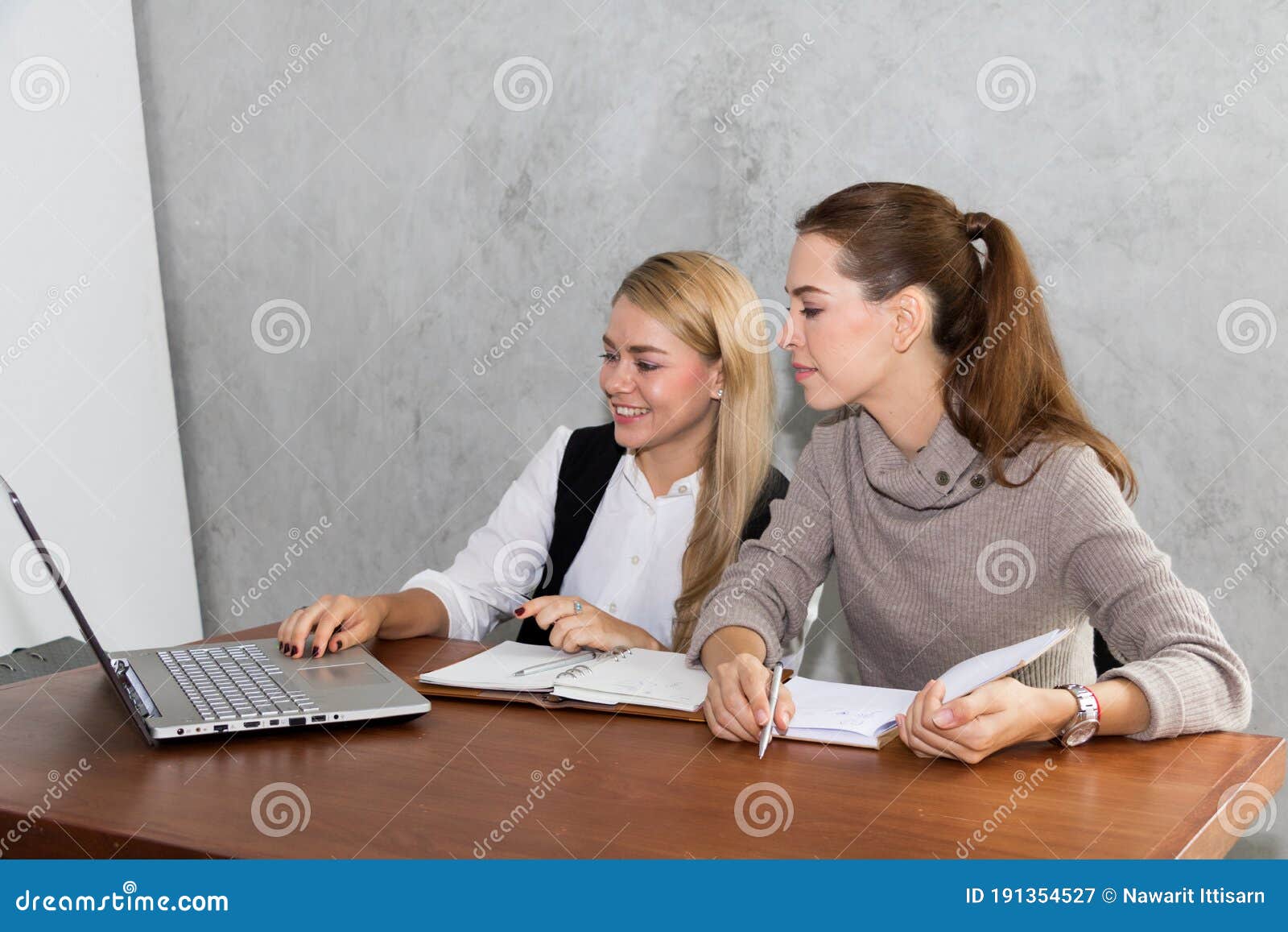 Two Women are Studying and Teaching Stock Image - Image of grey ...