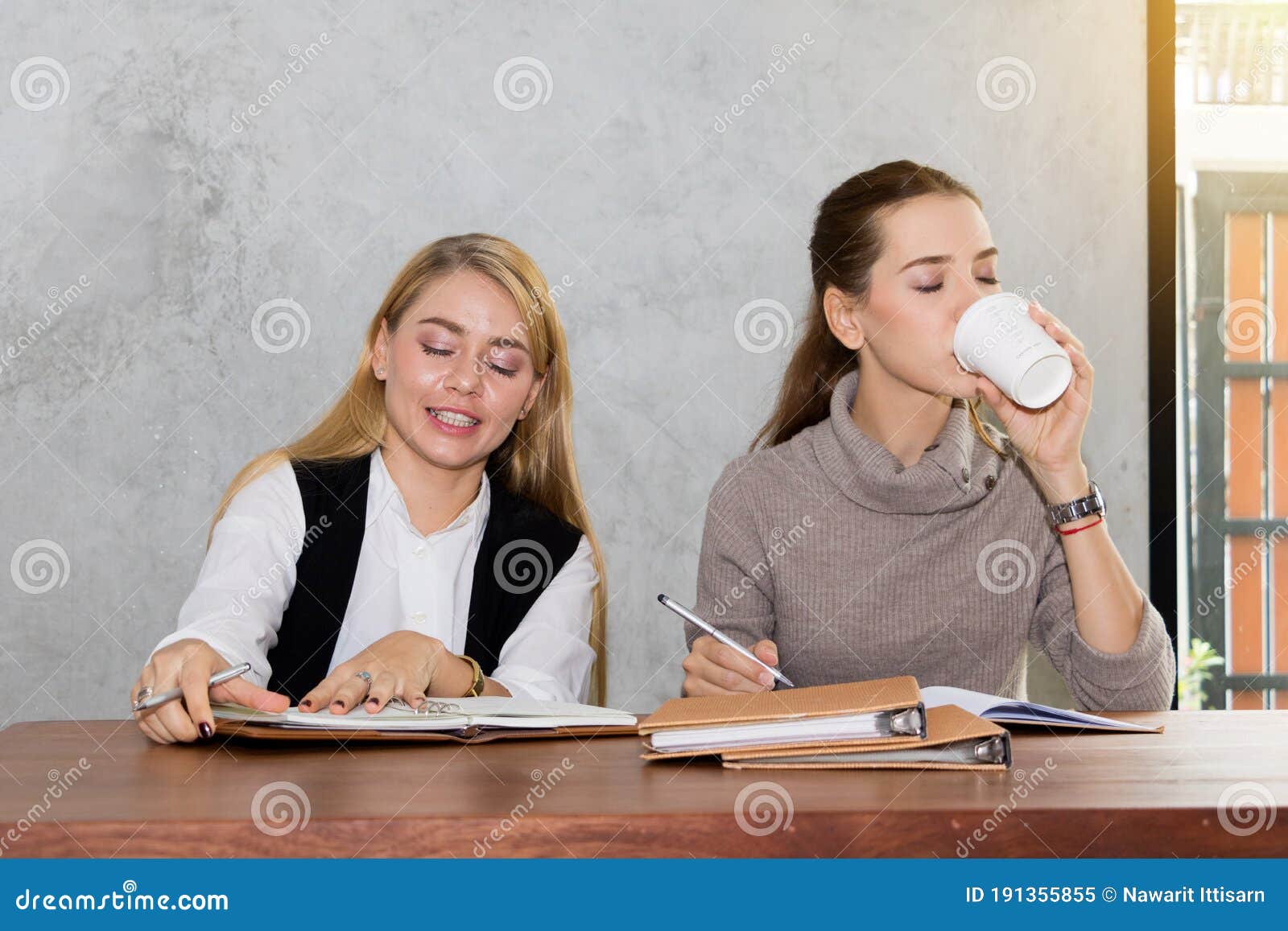 Two Women are Studying and Teaching Stock Image - Image of college ...