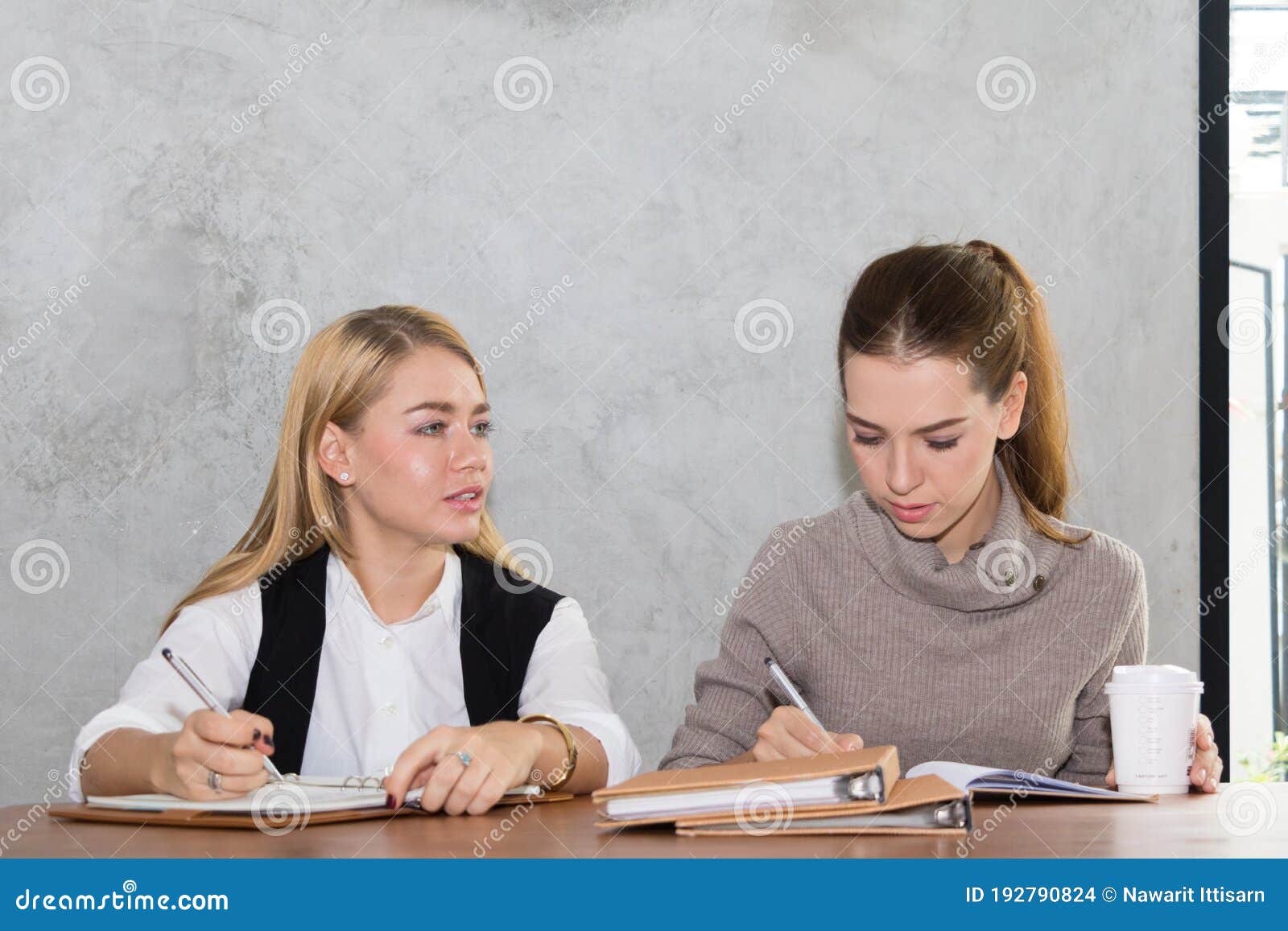 Two Women are Studying and Teaching Stock Photo - Image of college ...