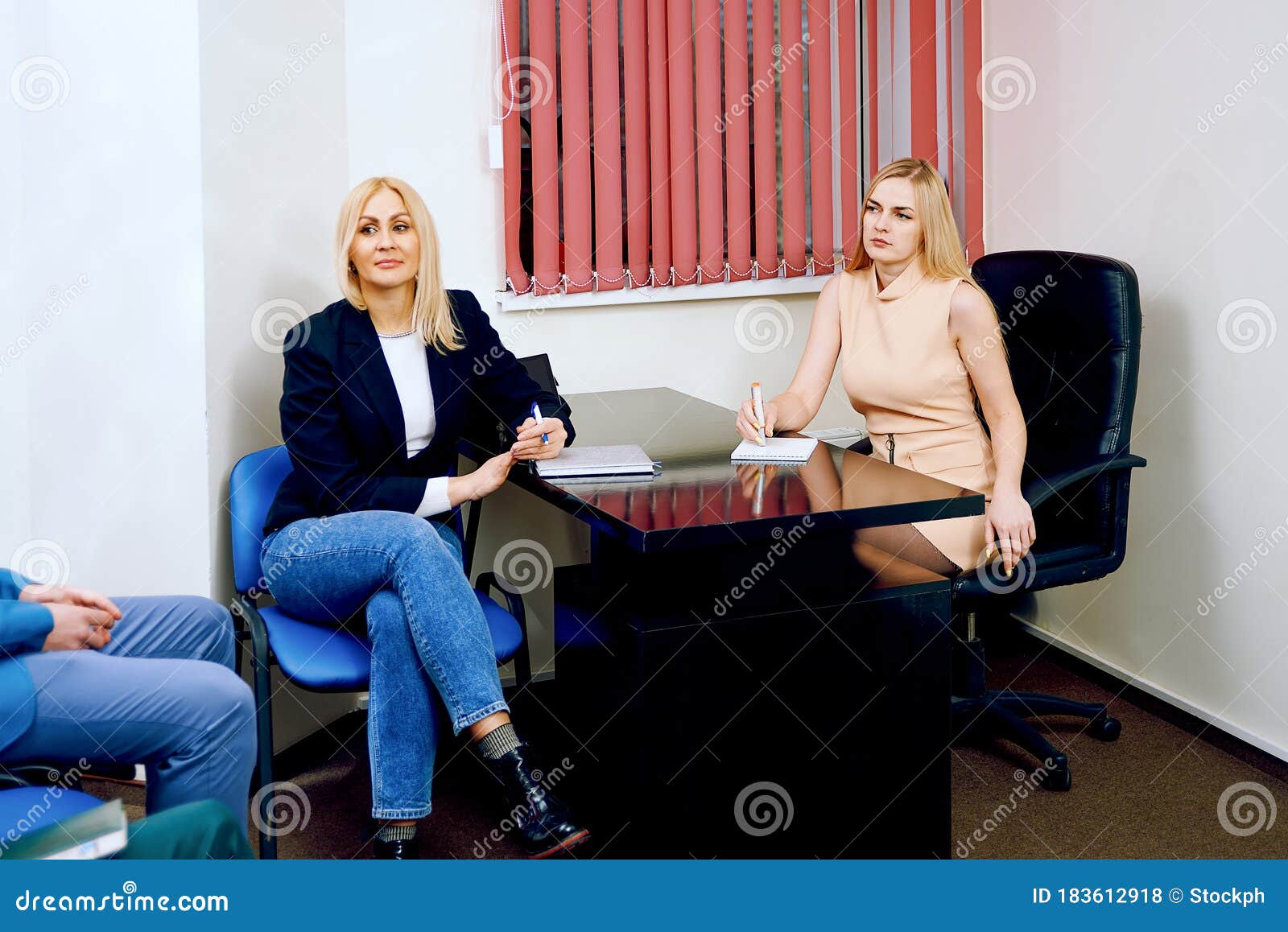 Two Women Supervisor in Office at Meeting at the Table. Stock Photo ...