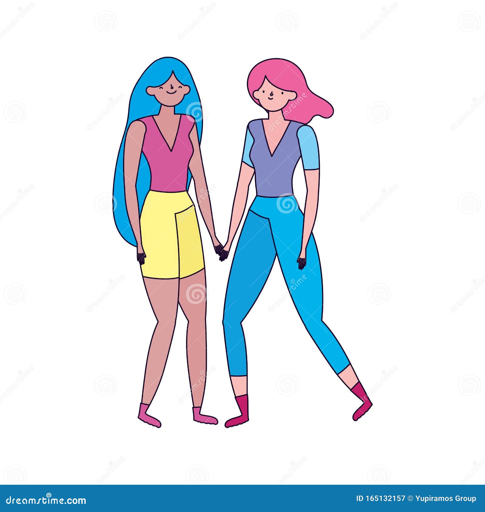 Two Women Together Friends Characters Stock Vector - Illustration of ...