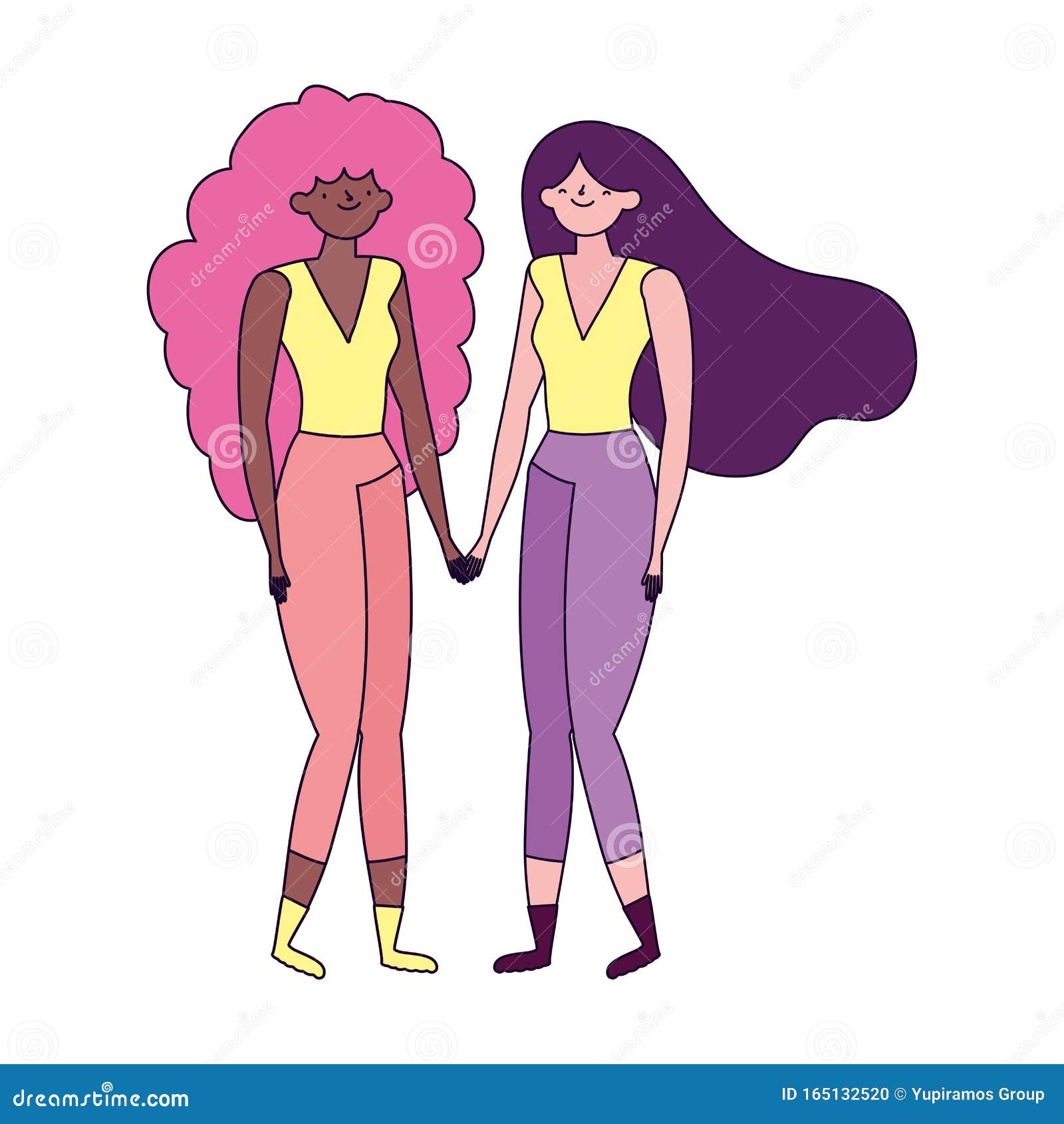 Two Women Together Friends Characters Stock Vector - Illustration of ...