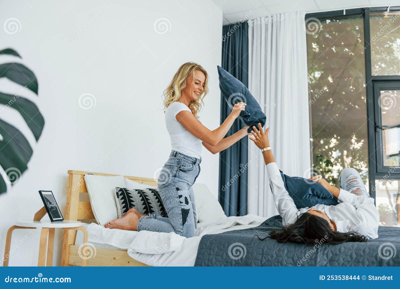 Two Women is Together at Home Stock Photo - Image of modern, cheerful ...