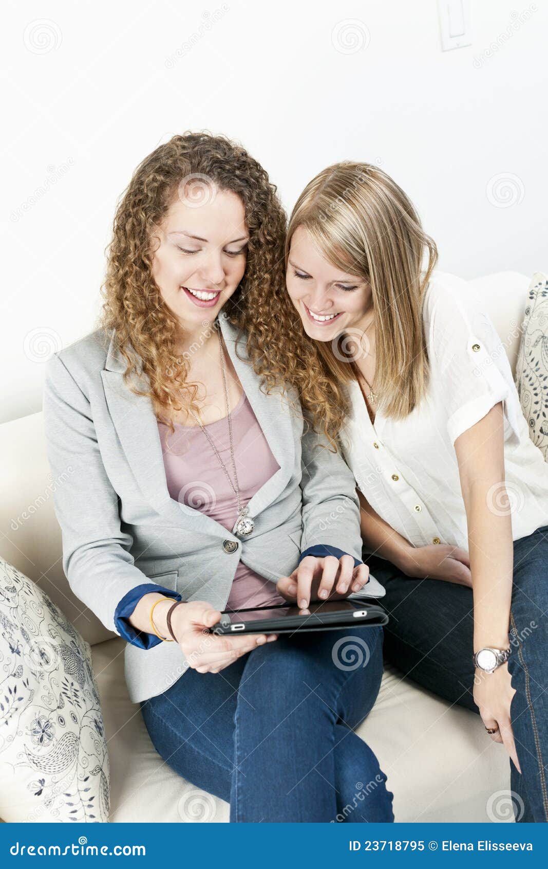 Two Women Using Tablet Computer Stock Image - Image of device, female ...