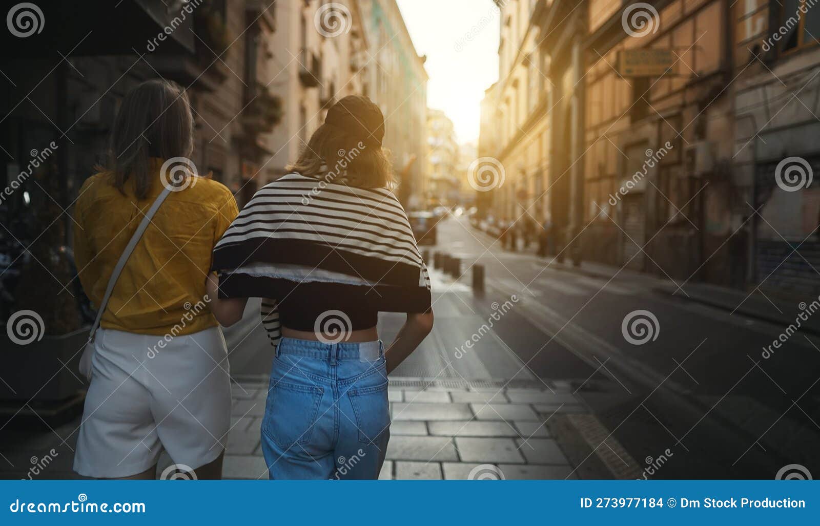 Two Women are Walking Around the Summer City. Stock Photo - Image of ...