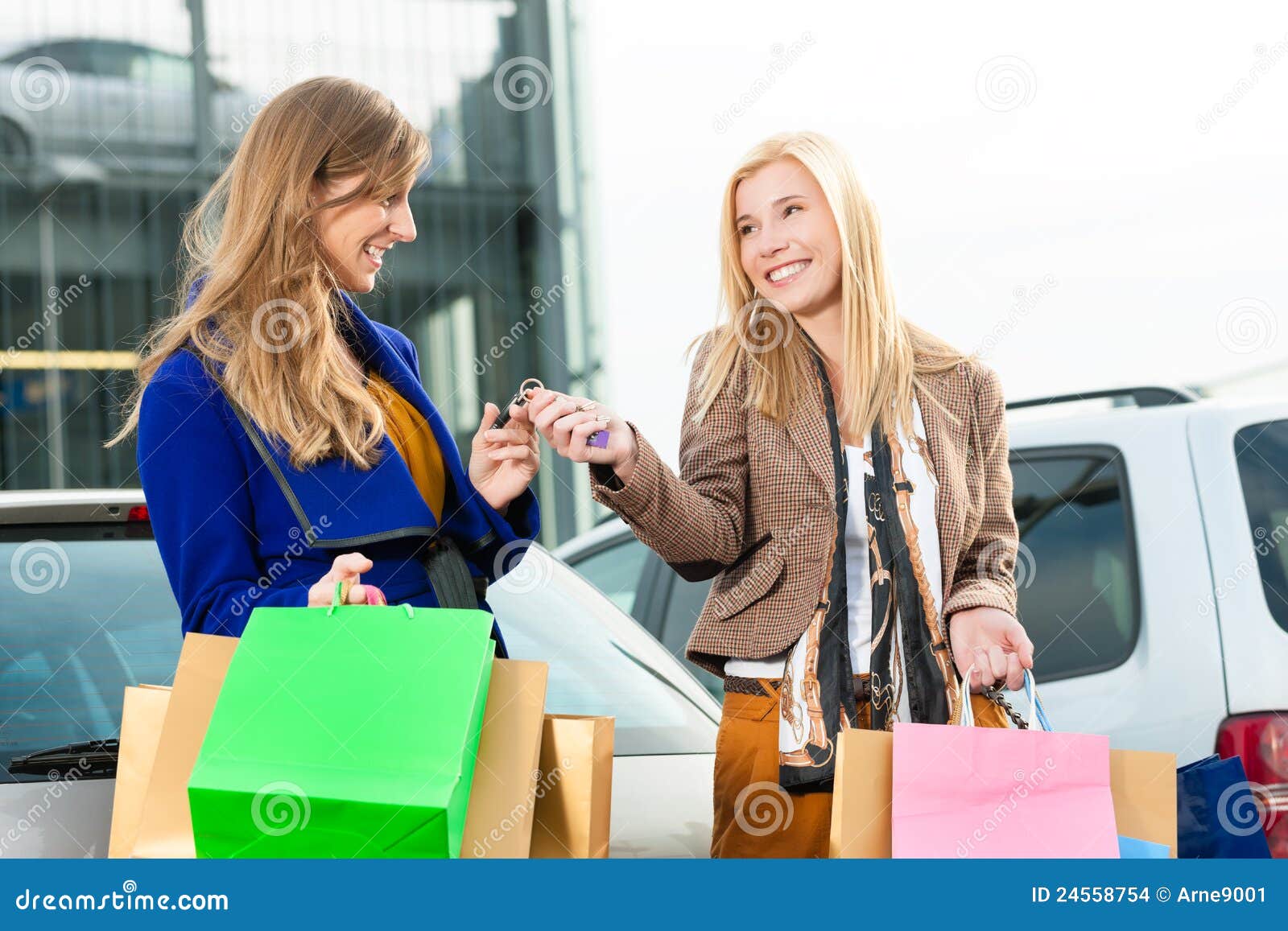 Two Women Were Shopping and Driving Home Stock Photo - Image of ...
