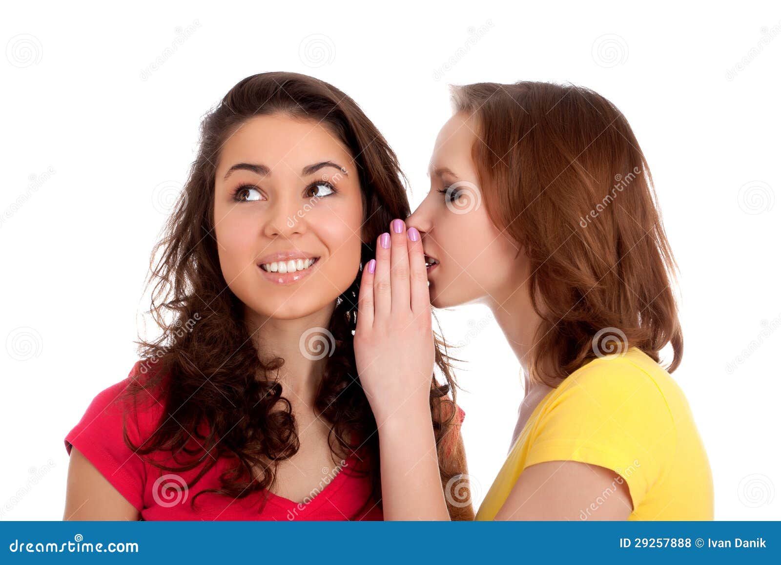 Two Women Whispering and Smiling Stock Photo - Image of secret ...