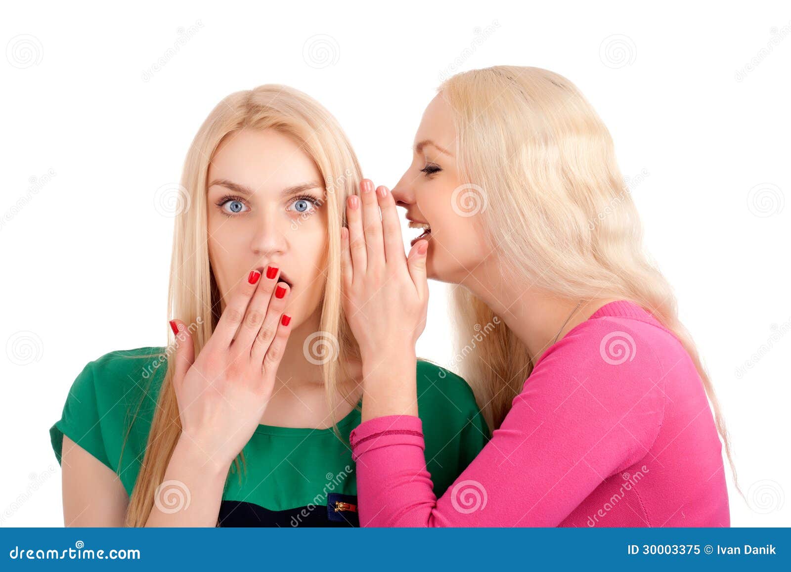 Two Women Whispering and Smiling Stock Image - Image of isolated, speak ...