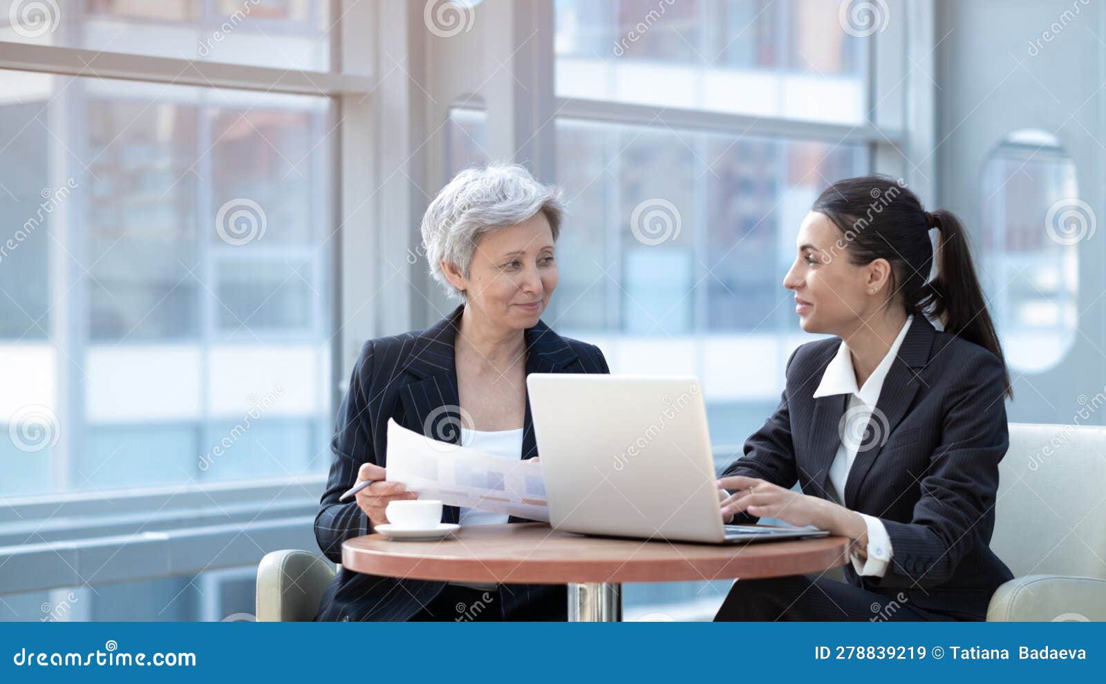 Two Women Working with Laptop Stock Image - Image of coworker, working ...