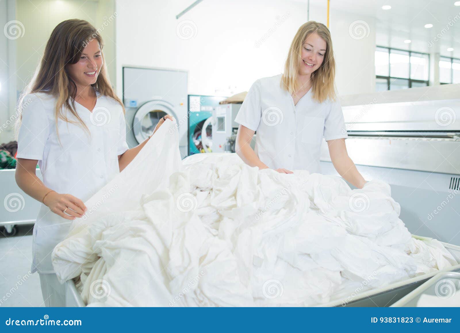 Two Women Working in Laundry Room Stock Image - Image of everyday ...