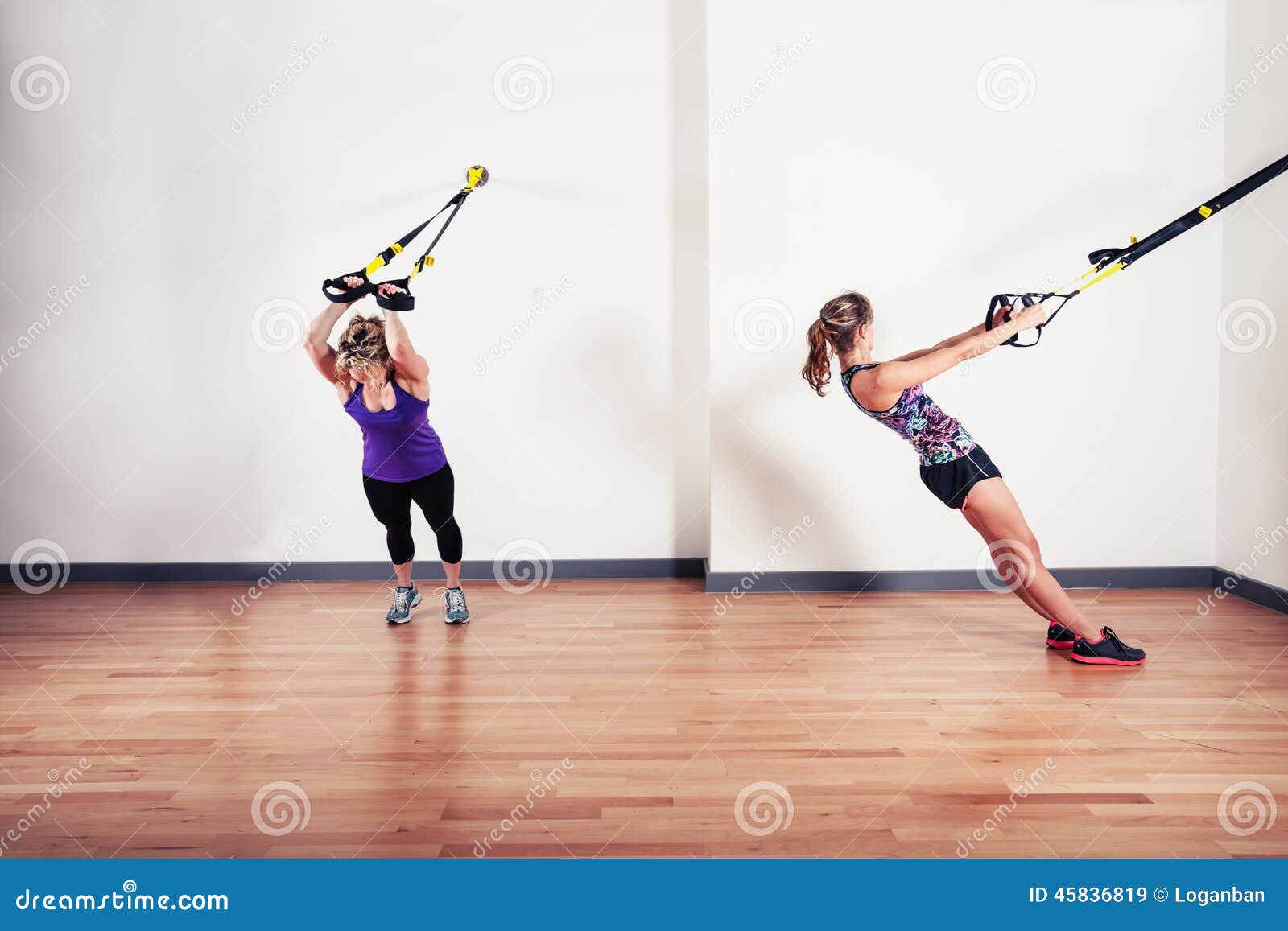 Two Women Working Out with Straps Stock Image - Image of weights, girl ...