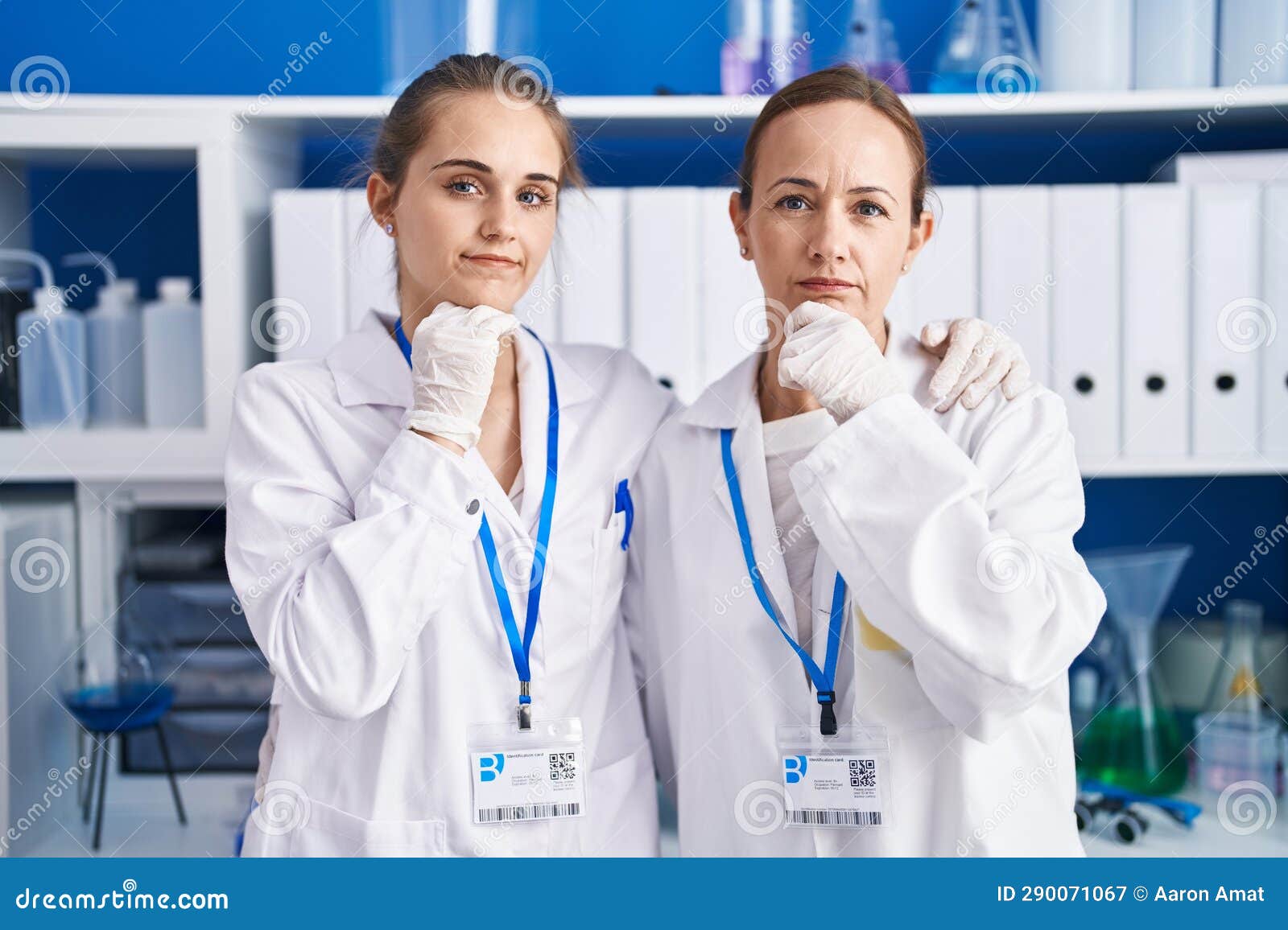 Two Women Working at Scientist Laboratory Serious Face Thinking about ...