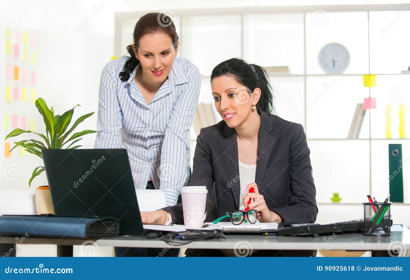 Two Women Working Together in Design Studio. Stock Photo - Image of ...
