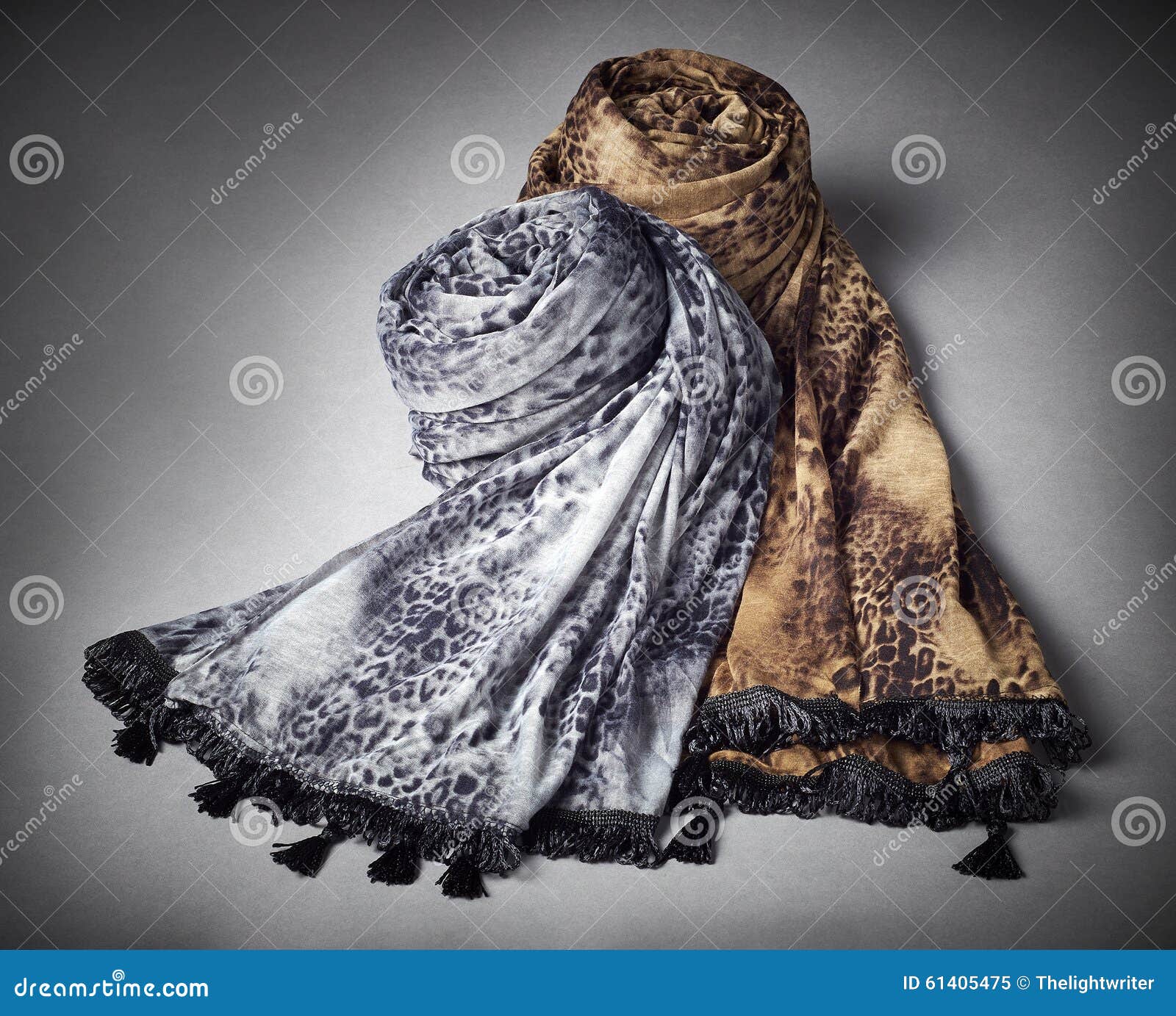Two Womens Scarf on Grey Background Stock Image - Image of lady ...