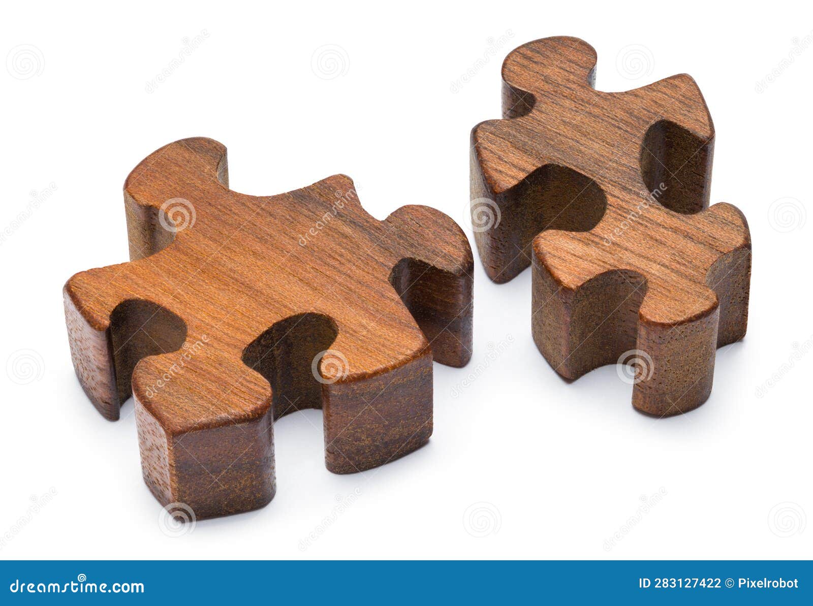 Two Wood Puzzle Pieces stock photo. Image of pieces - 283127422