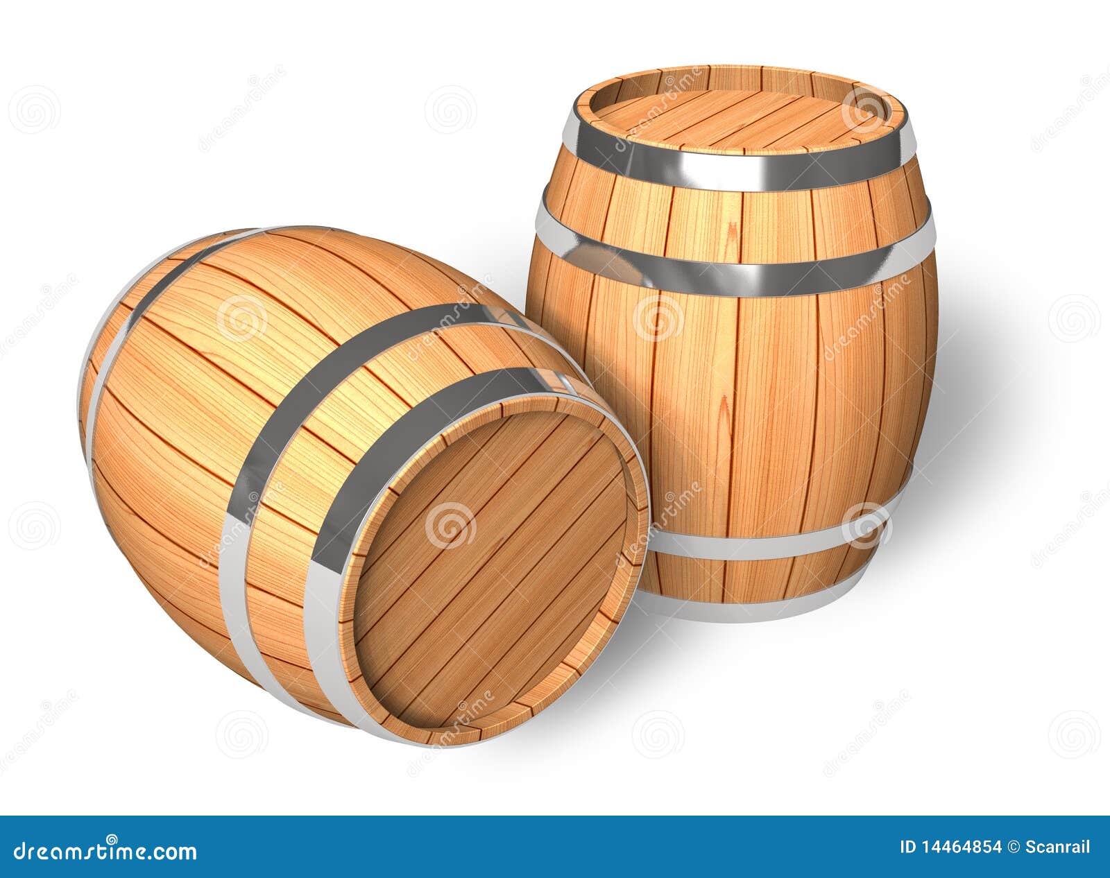 Set Of Wooden Barrels Sketch Style Watercolor Illustrations Isolated