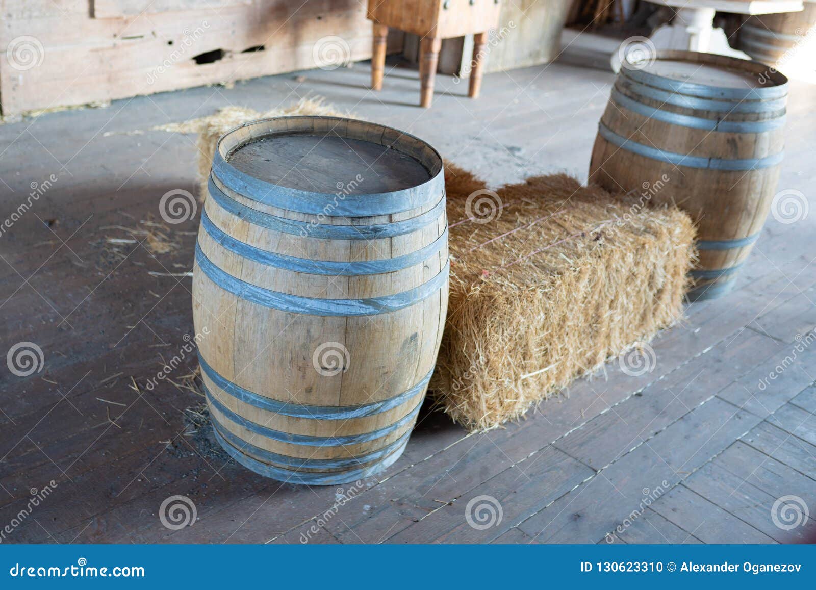 Two Wooden Barrels at the Farm Stock Photo - Image of store, cask ...