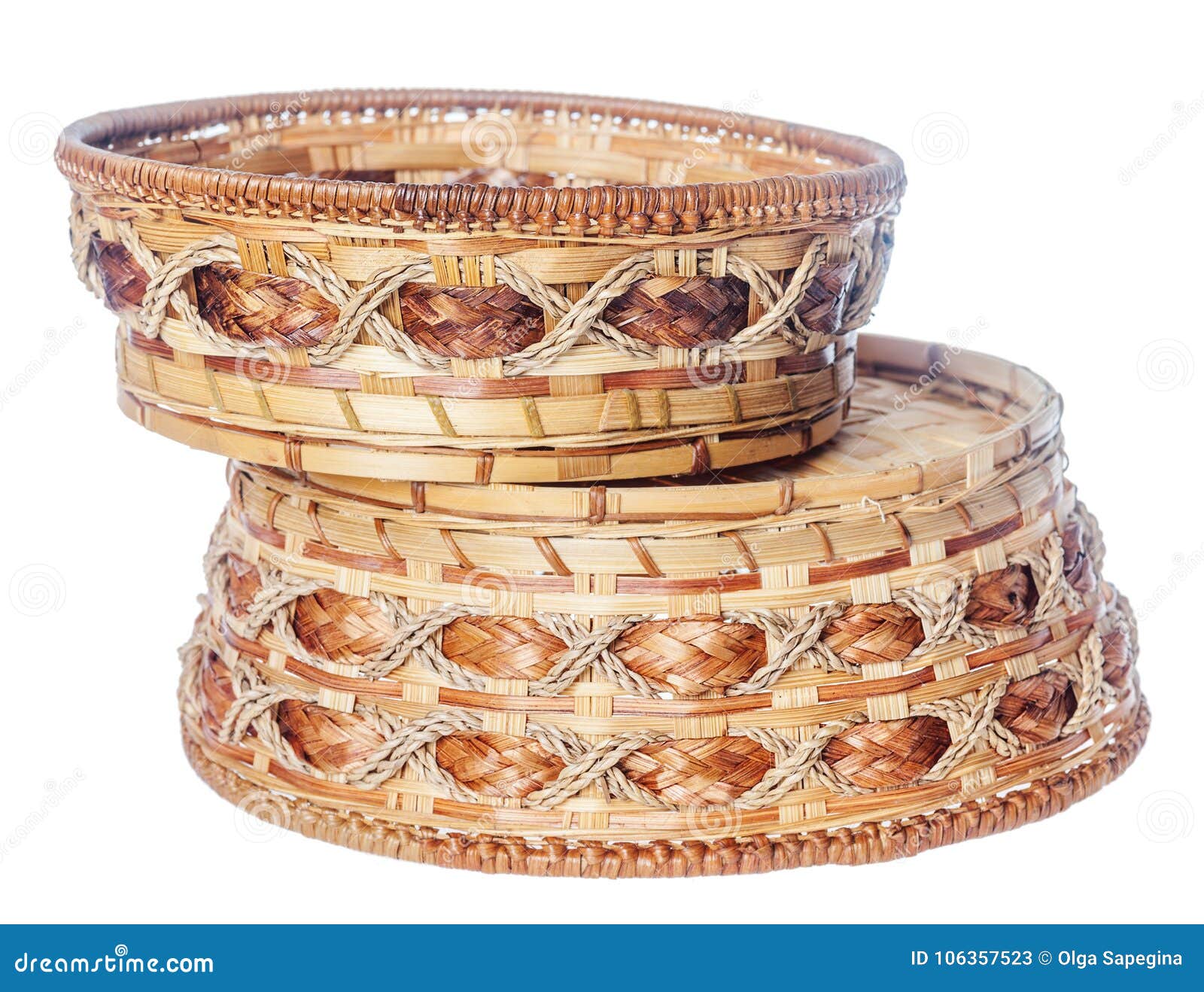 Two wooden baskets stock image. Image of bakery, pattern - 106357523