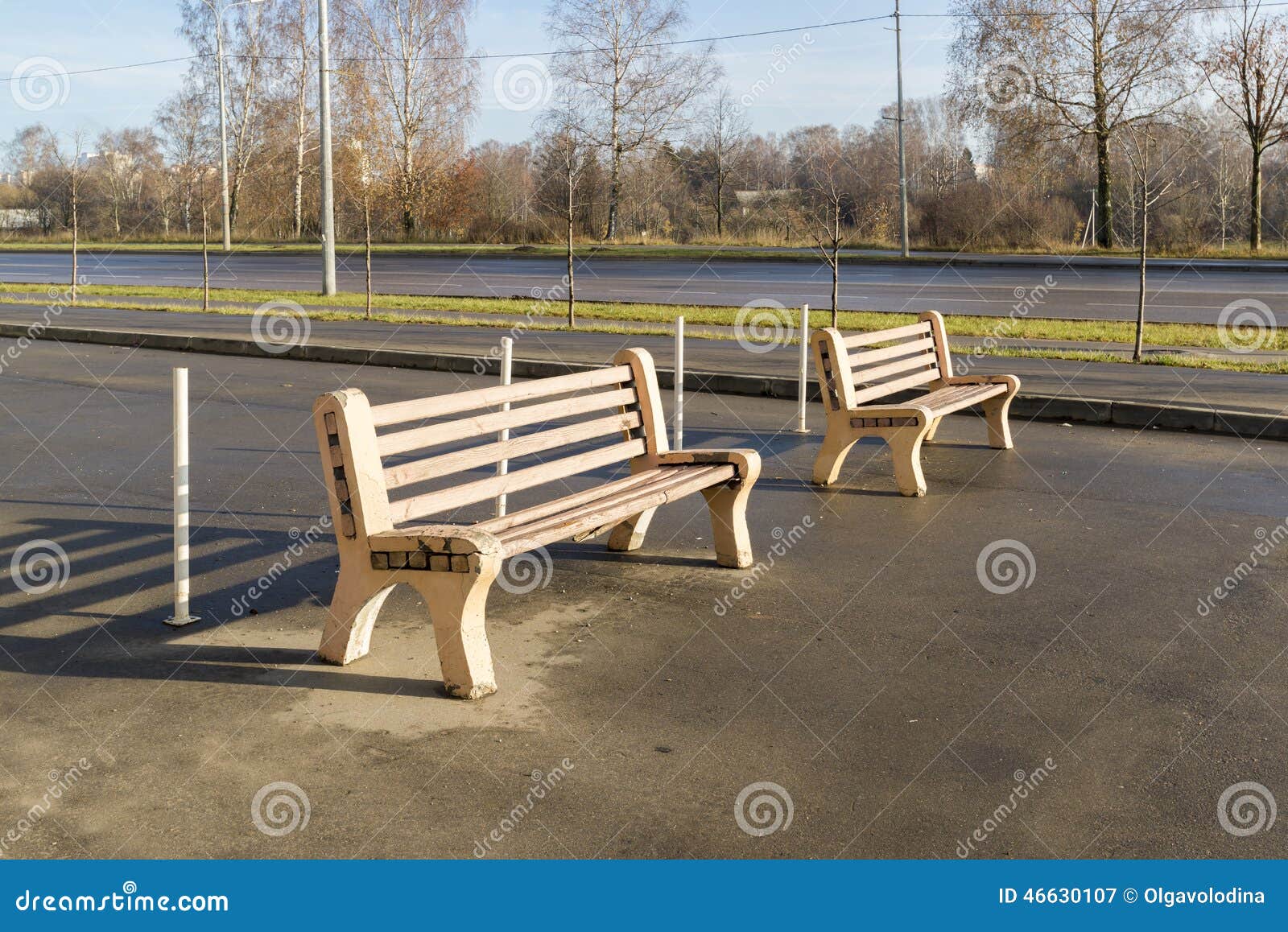 Two Wooden Benches in the Park Stock Image - Image of seat, park: 46630107