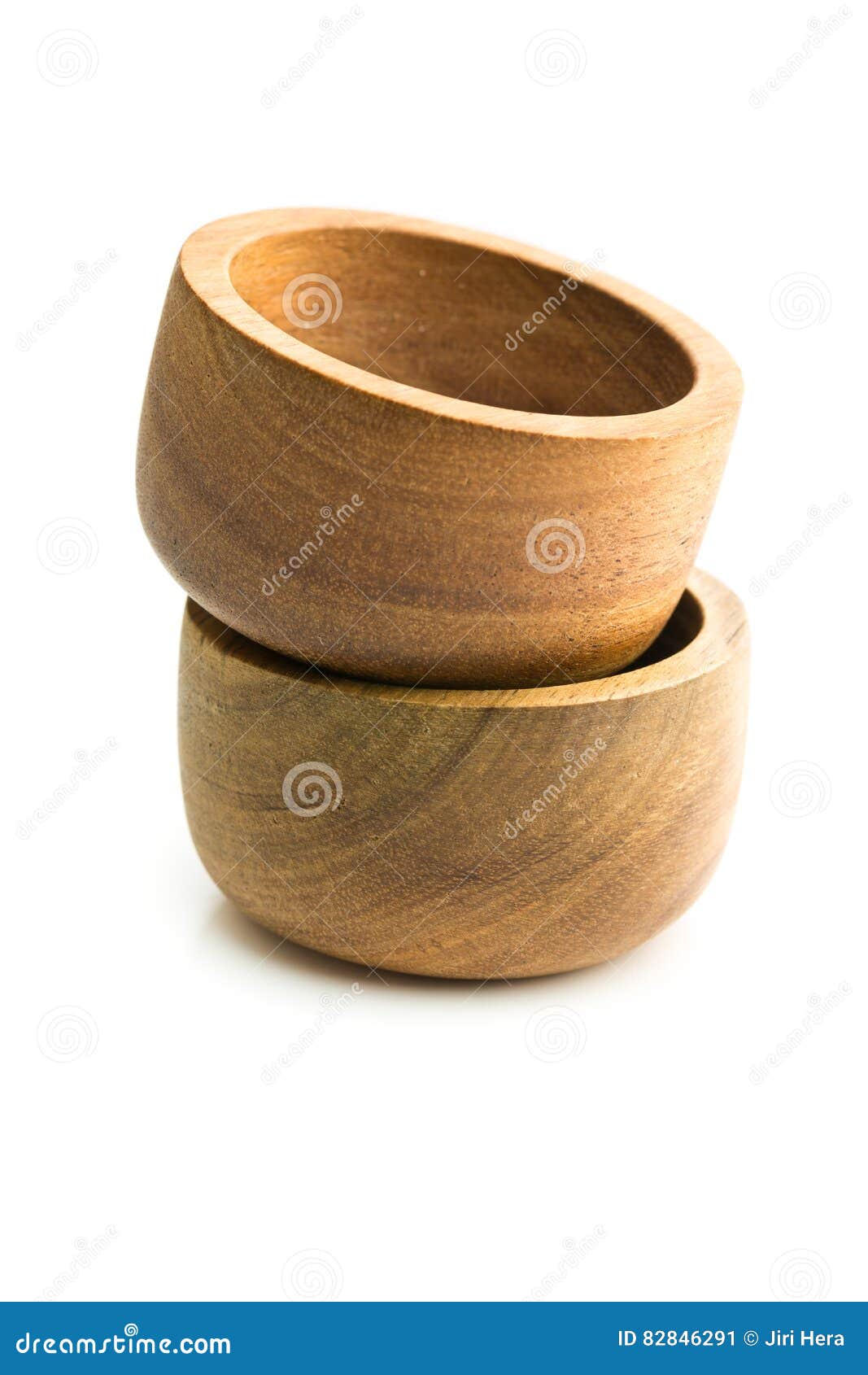 Two Wooden Bowls on White Background. Stock Image - Image of elegance ...