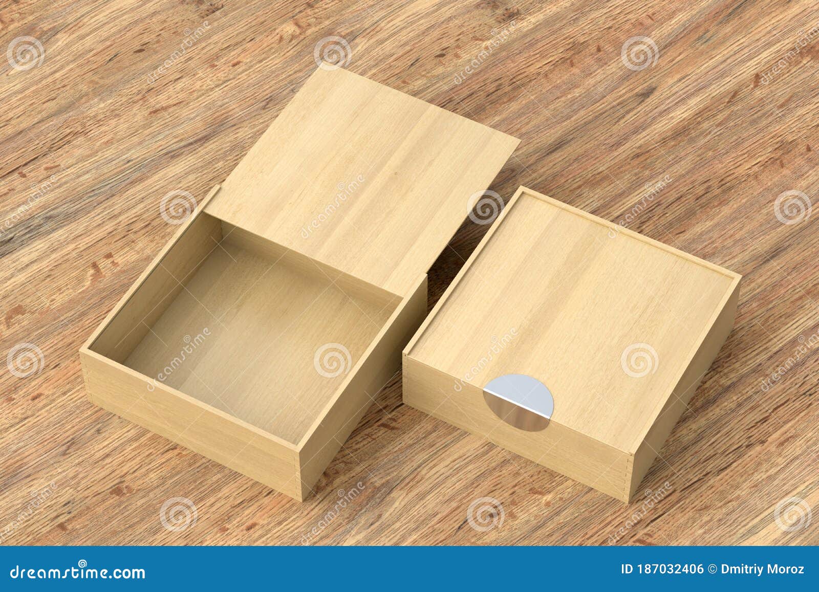 Two Wooden Boxes with Sliding Lid Stock Illustration - Illustration of ...