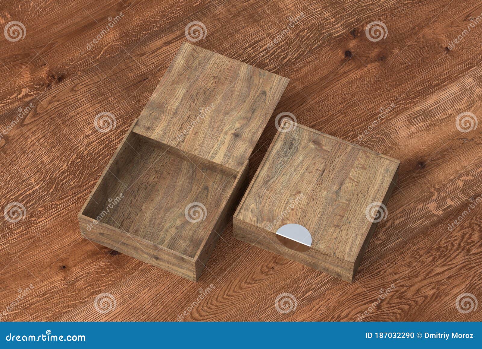 Two Wooden Boxes with Sliding Lid Stock Illustration - Illustration of ...