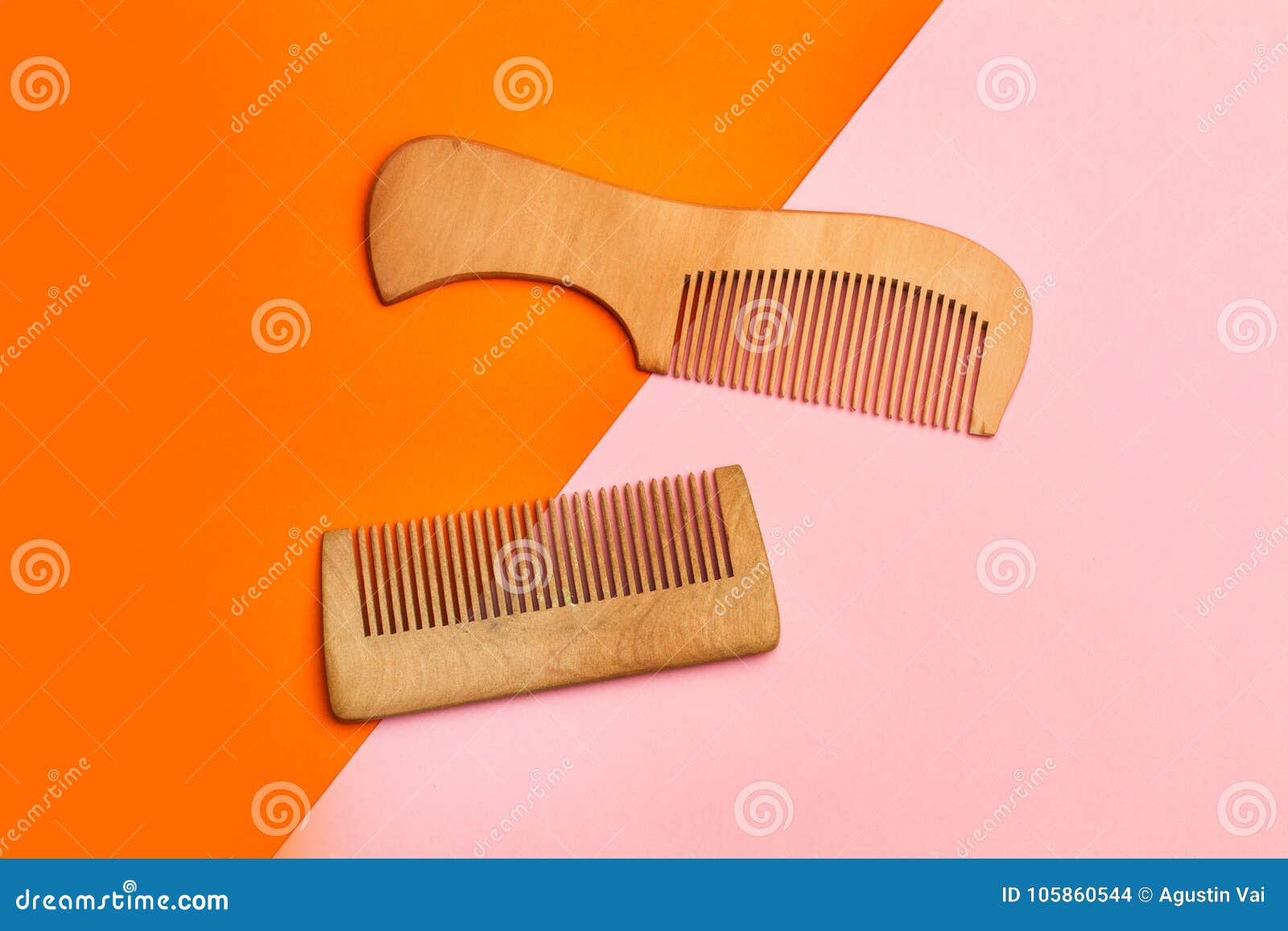 Set Wooden Combs, Brushes With Metal Teeth Longitudinal And Transverse ...