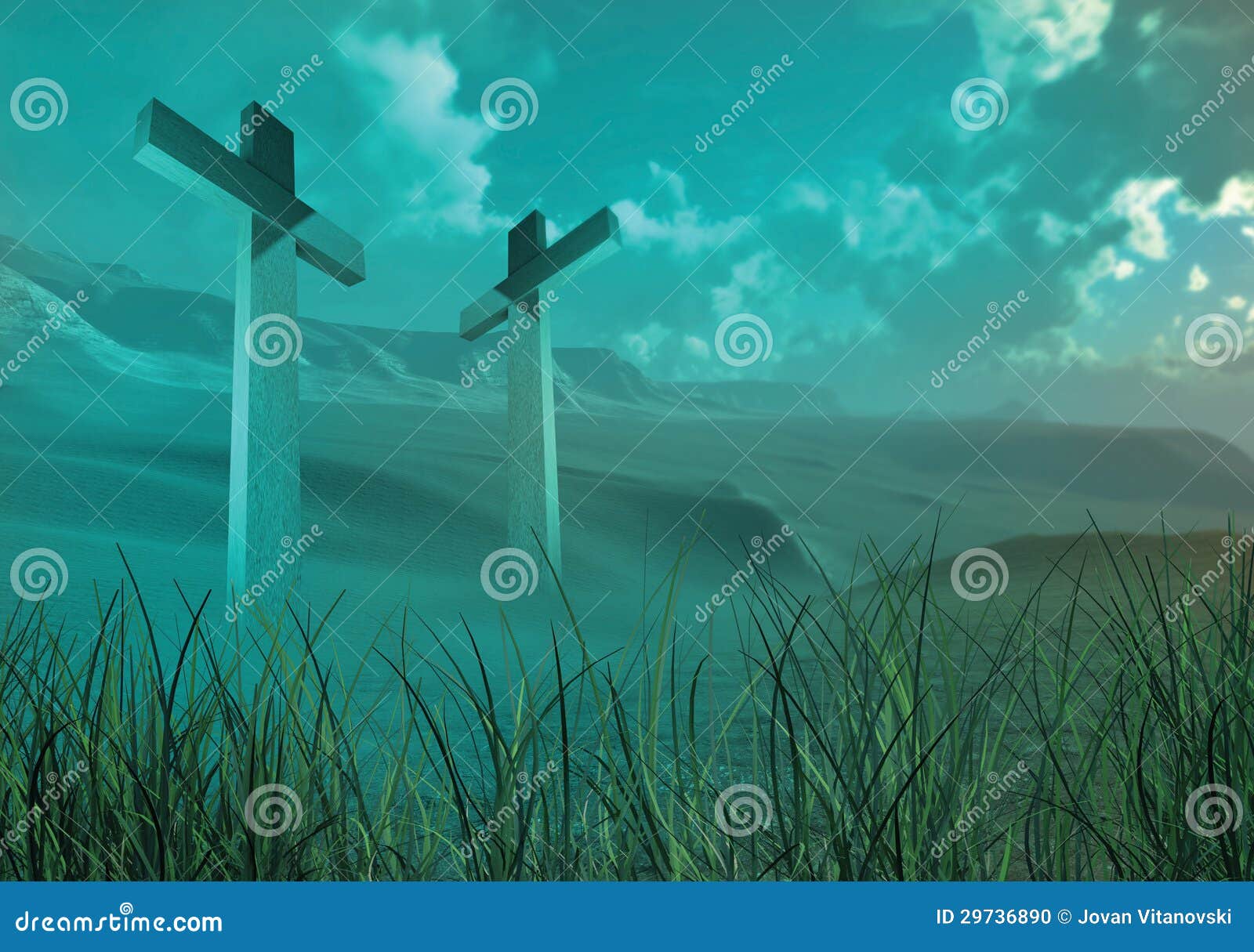 Two wooden crosses stock illustration. Illustration of prayer - 29736890