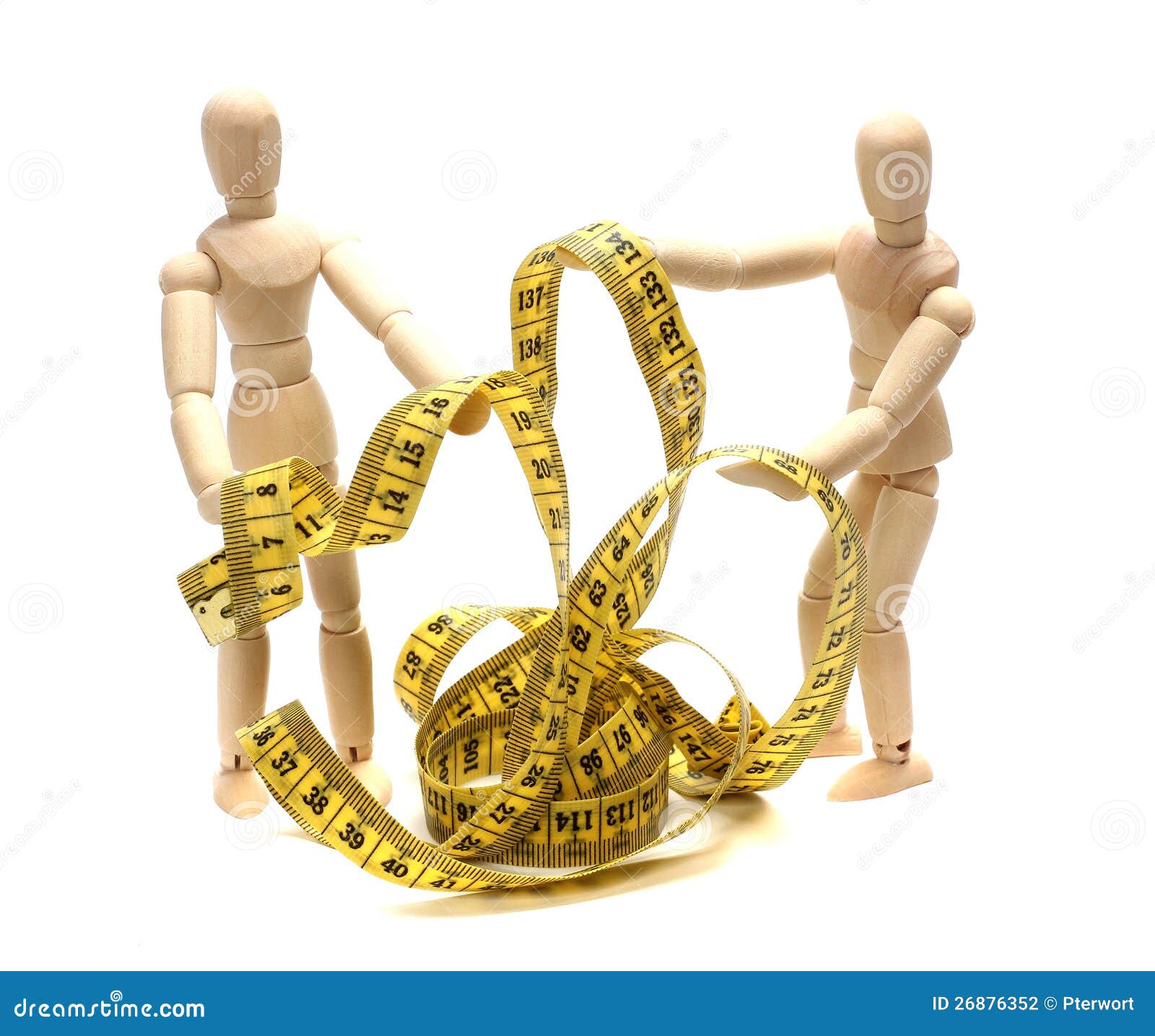 Two Wooden Doll with Measuring Tape Stock Photo - Image of background ...