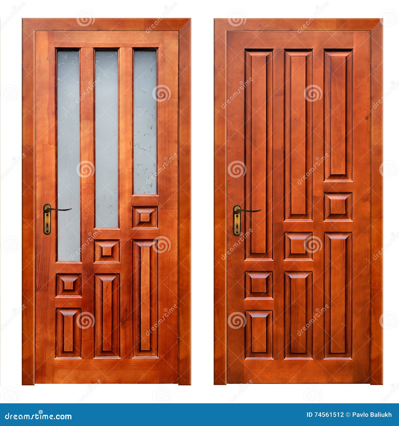 Two Wooden Doors on White Background Stock Photo - Image of design ...