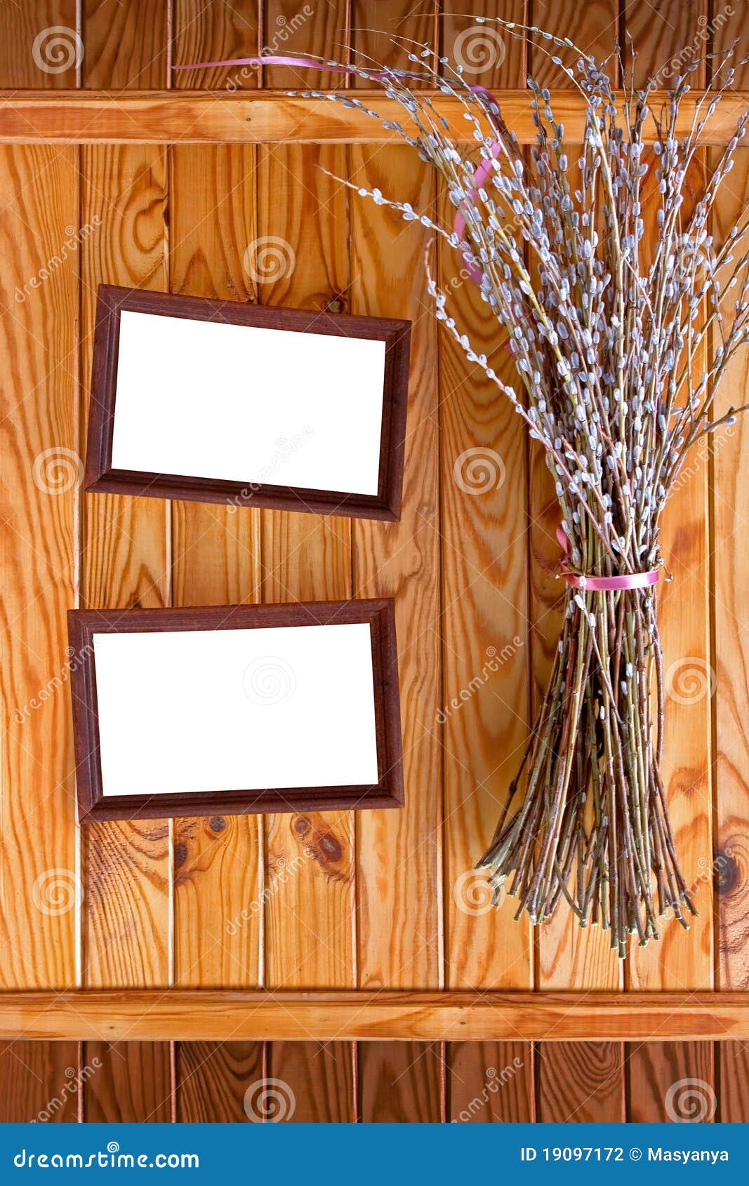 Two Wooden Frames with Bunch of Willow Stock Photo - Image of nature ...