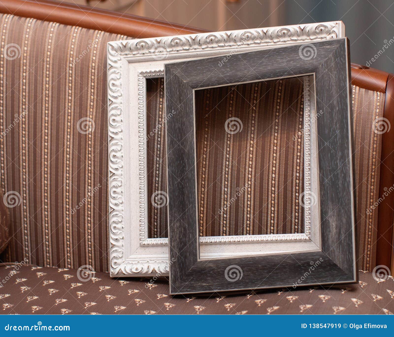 Two Wooden Frames on the Sofa Stock Image - Image of night, close ...
