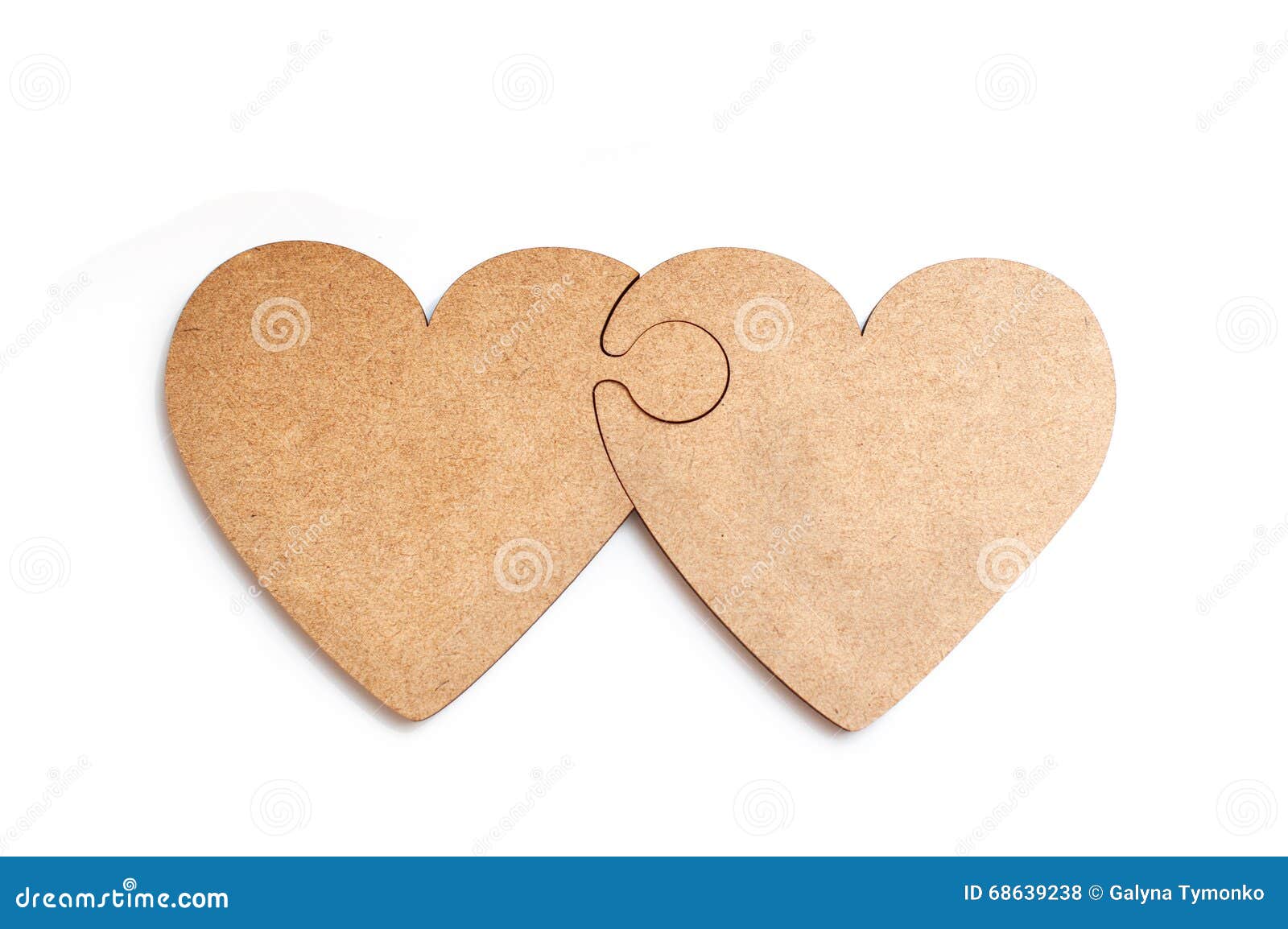 Two Wooden Hearts in Form of Puzzle on White Background Stock Photo ...