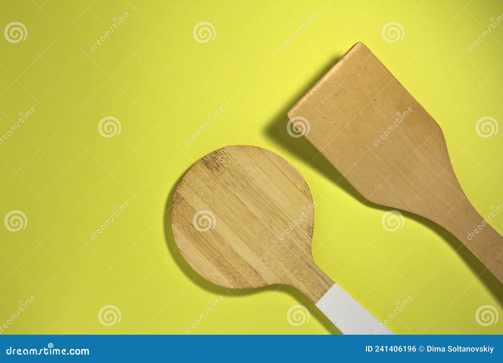 Two Wooden Kitchen Spatulas. Top View Stock Photo - Image of product ...