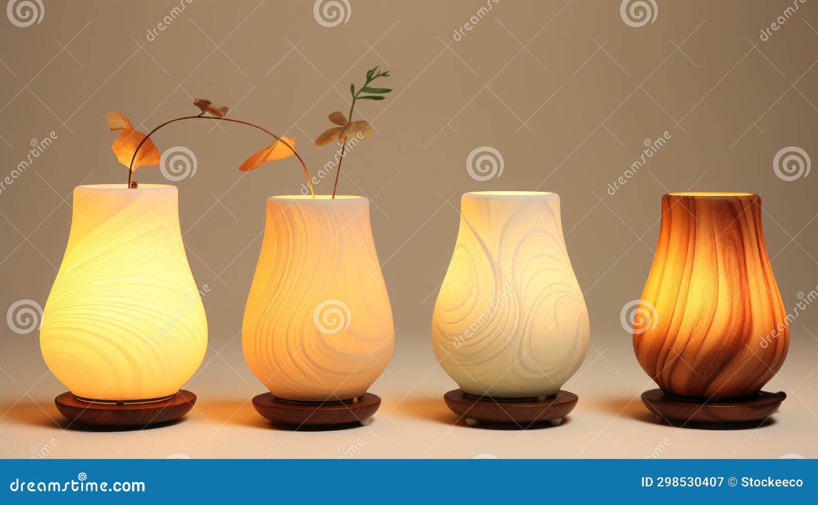 Wooden Melting Pot Lamps: Smooth Lines and Translucent Colors Stock ...