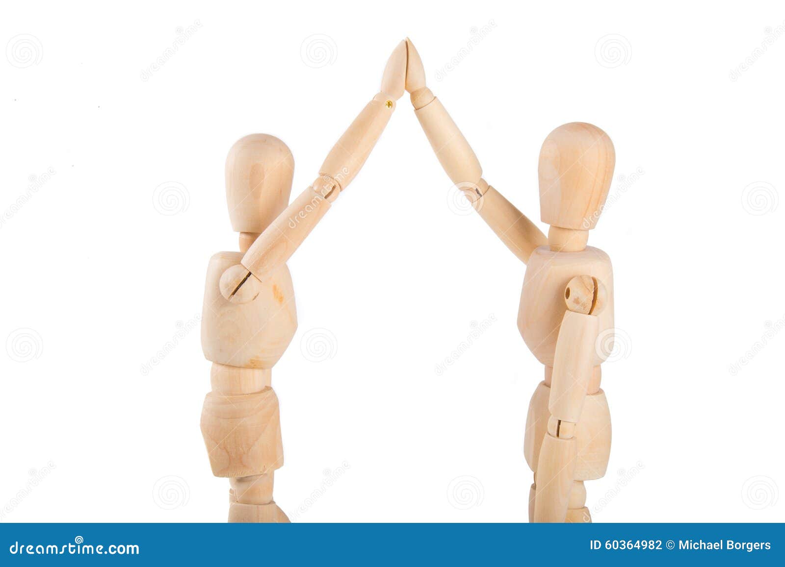 Puppet high five stock photo. Image of body, marionette - 60364982