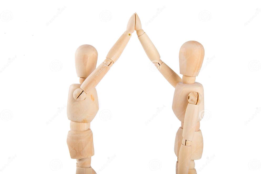 Puppet high five stock photo. Image of body, marionette - 60364982