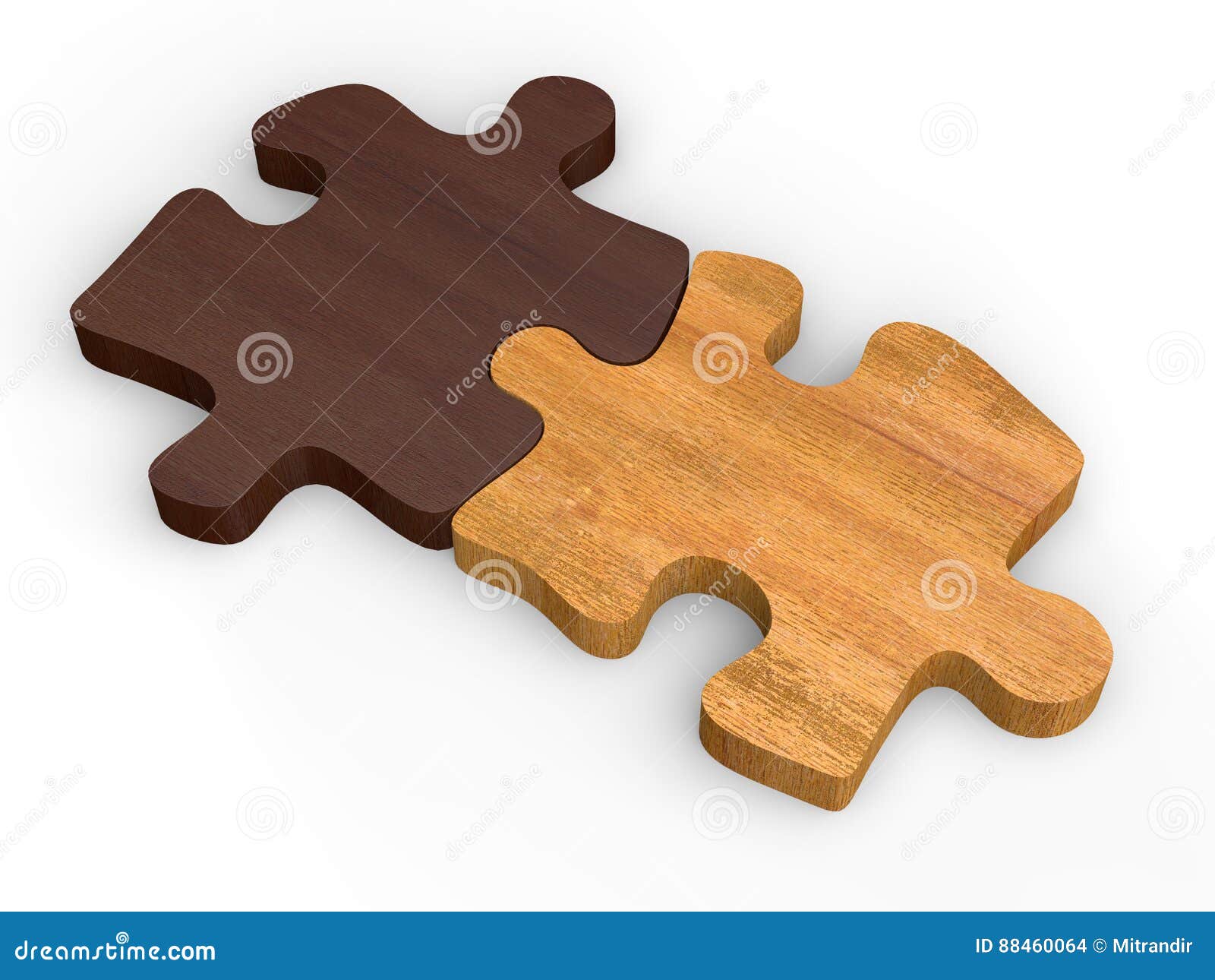 Two Wooden Puzzle Pieces Put Together Stock Illustration - Illustration ...