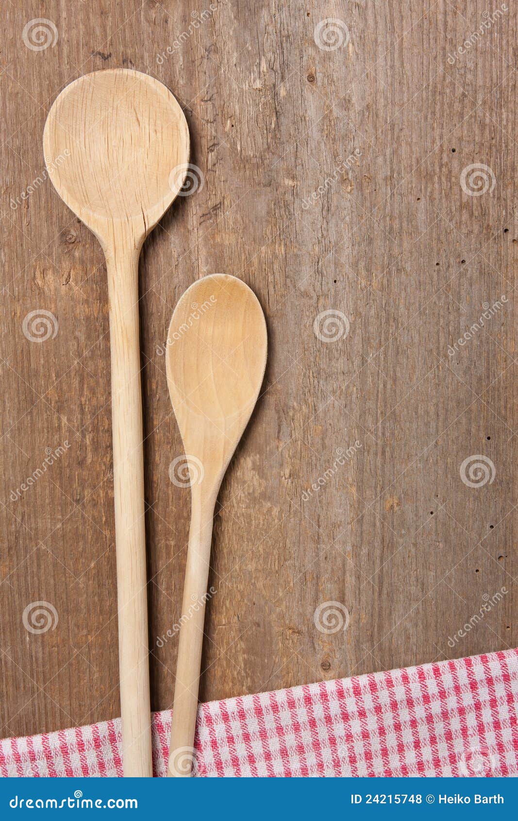 Two Wooden Spoons and a Dish Towel Stock Photo - Image of book, cloth ...