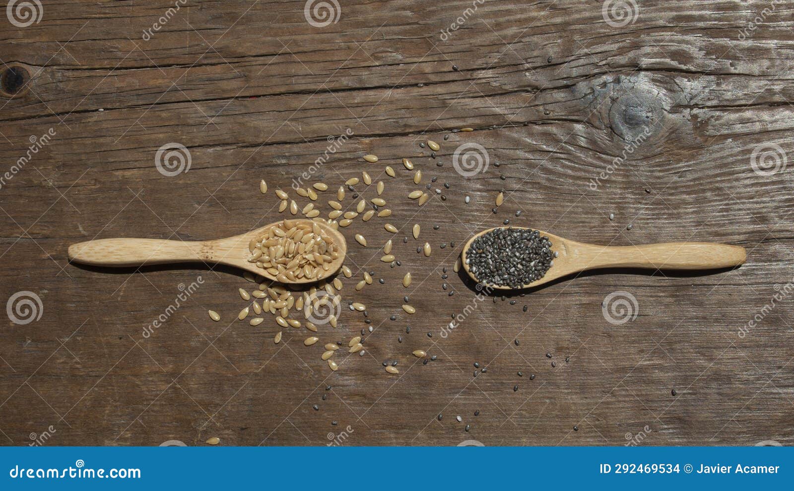 Two Wooden Spoons with Seeds Stock Photo - Image of background, dieting ...