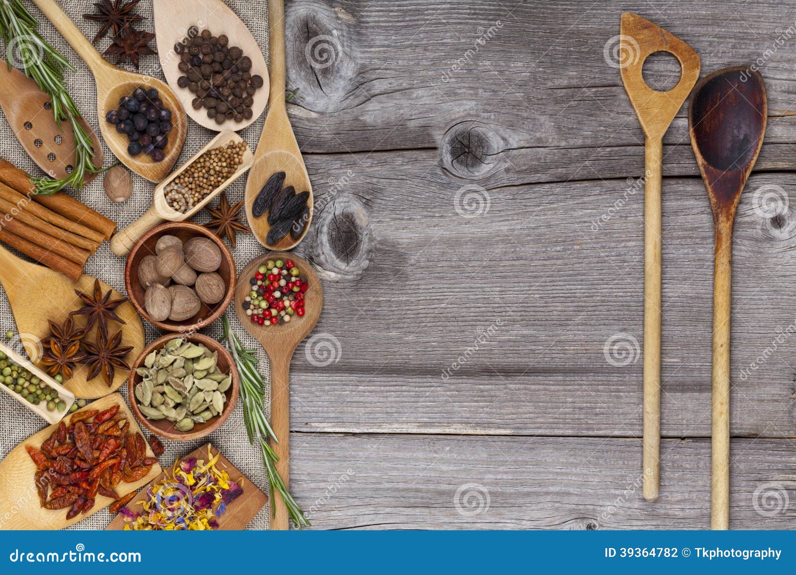 Two Wooden Spoons and Spices Stock Photo - Image of cooking, closeup ...