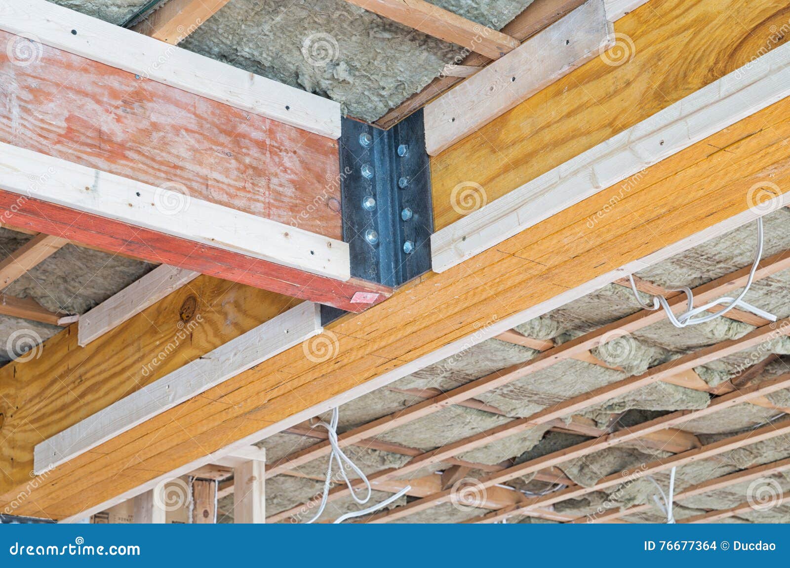 Two Wooden Supporting Beams Stock Photo - Image of insulating ...