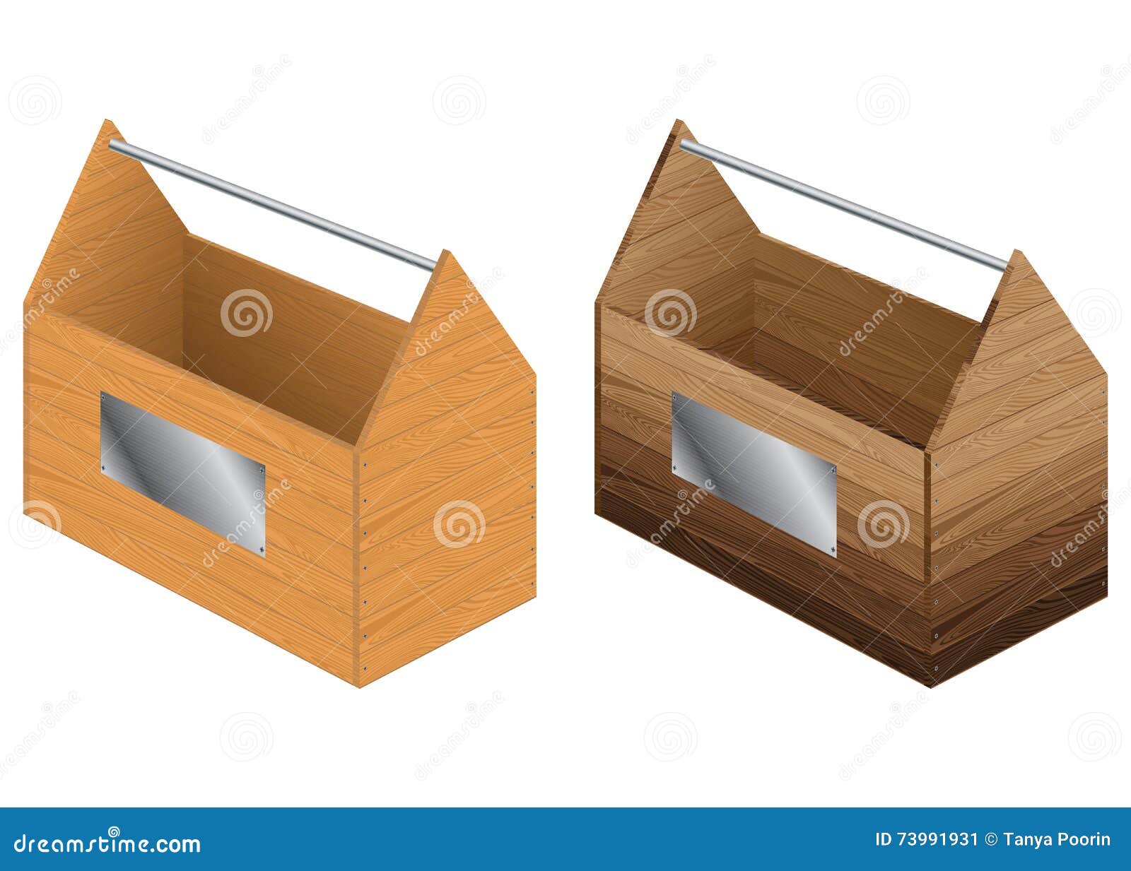 Two Wooden Tool Box with Steel Sign on White Background. Stock Vector ...