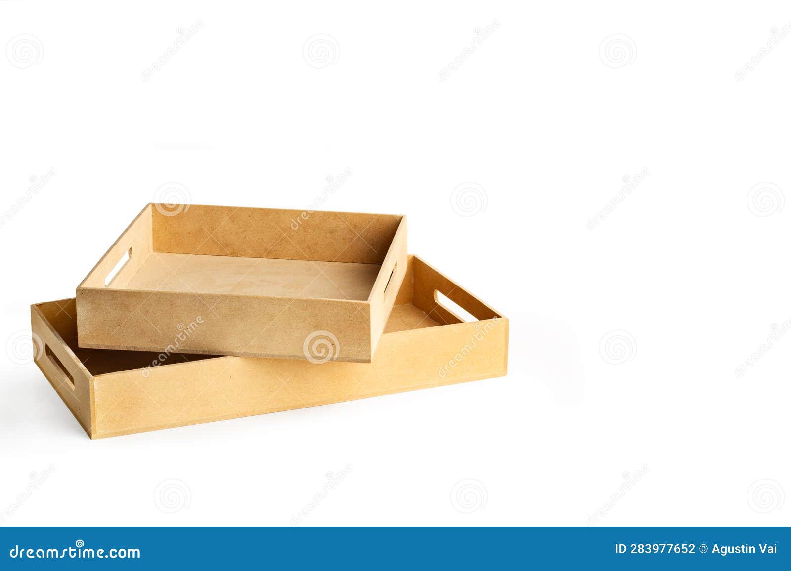 Two Wooden Trays One on Another on a White Background Stock Photo ...