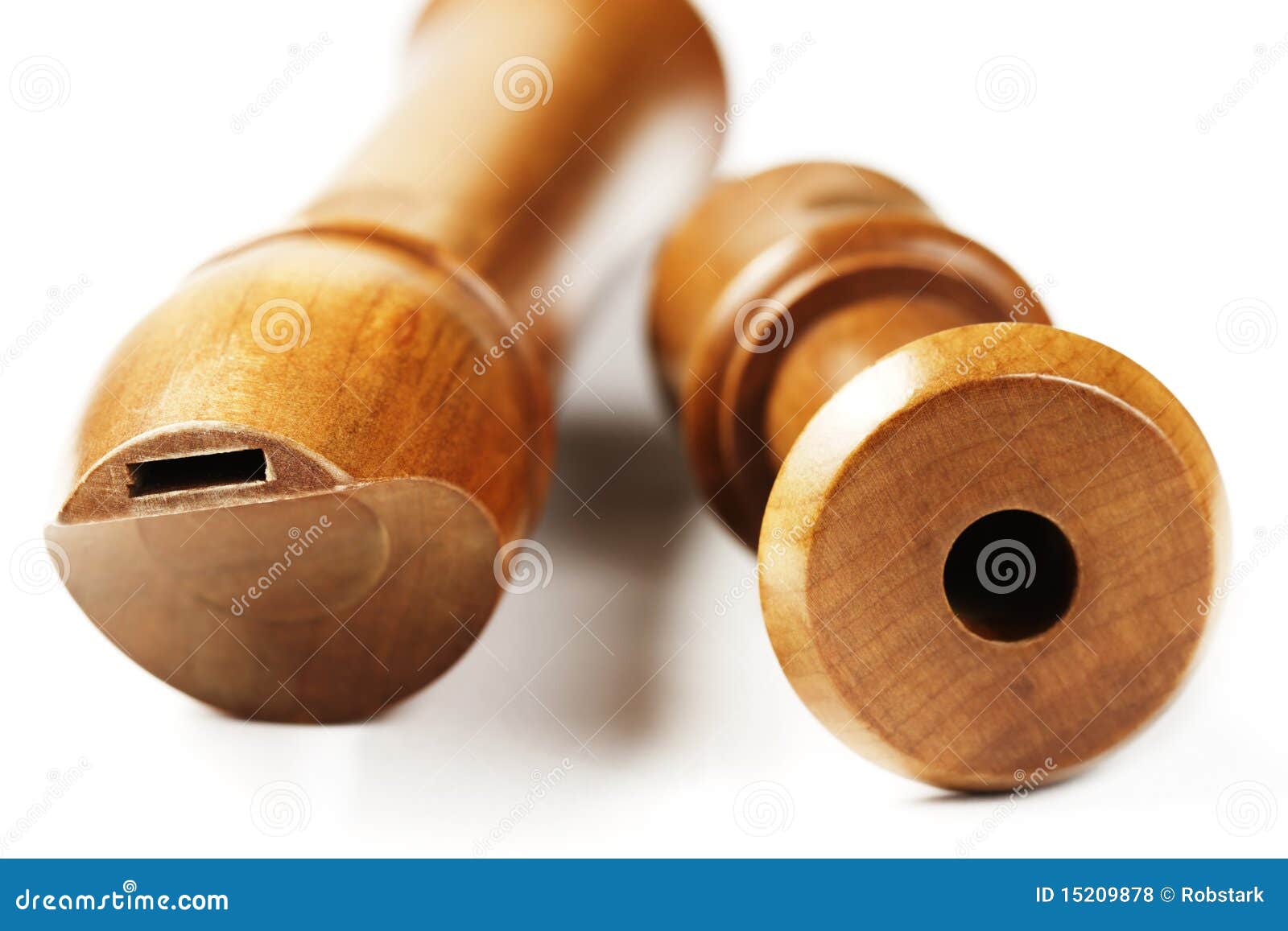Two wooden treble flutes stock photo. Image of isolated - 15209878