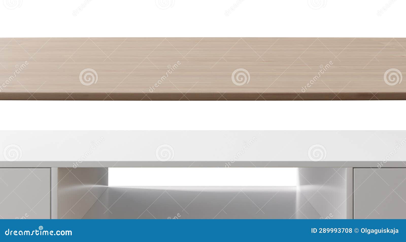 Two Wooden And White Table Surfaces Isolated On White Background. Front ...